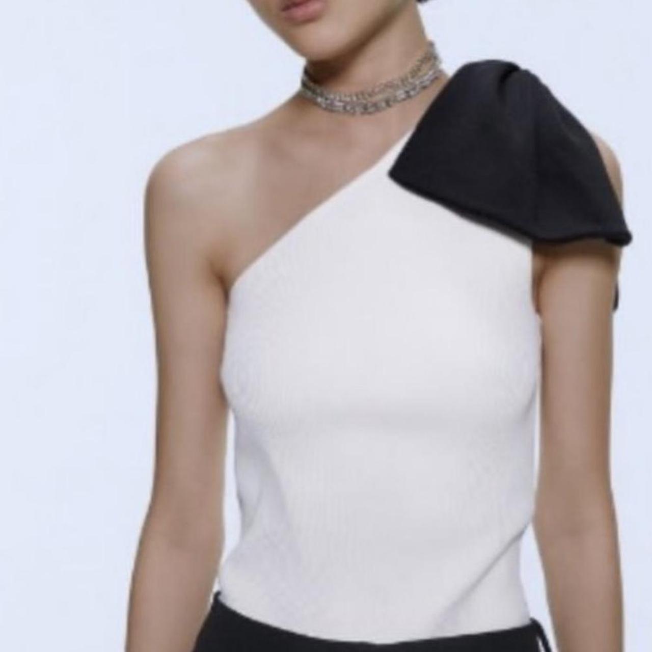 Zara one shoulder tank with black bow! - Depop