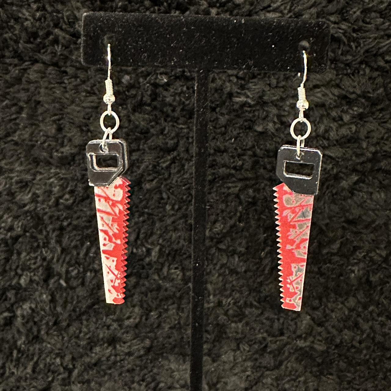 bloody saw earrings 🖤 #halloween #rave #edm... - Depop