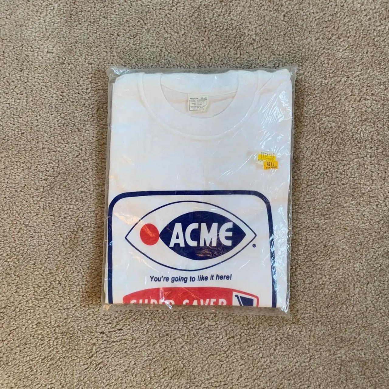 Acme Clothing Men's White and Navy T-shirt | Depop