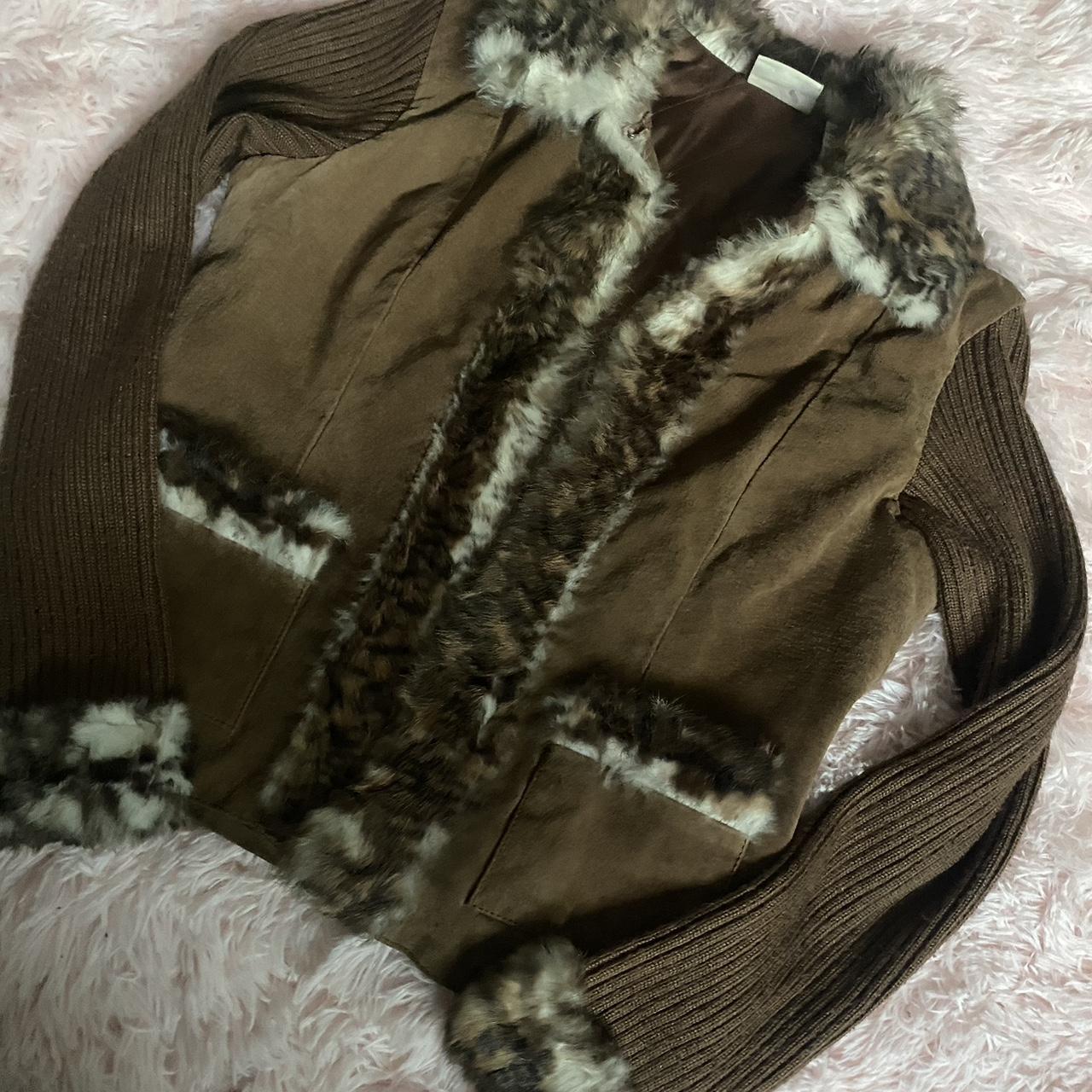 Brown Fur cuffed Jacket Size Small #vintage #fur... - Depop