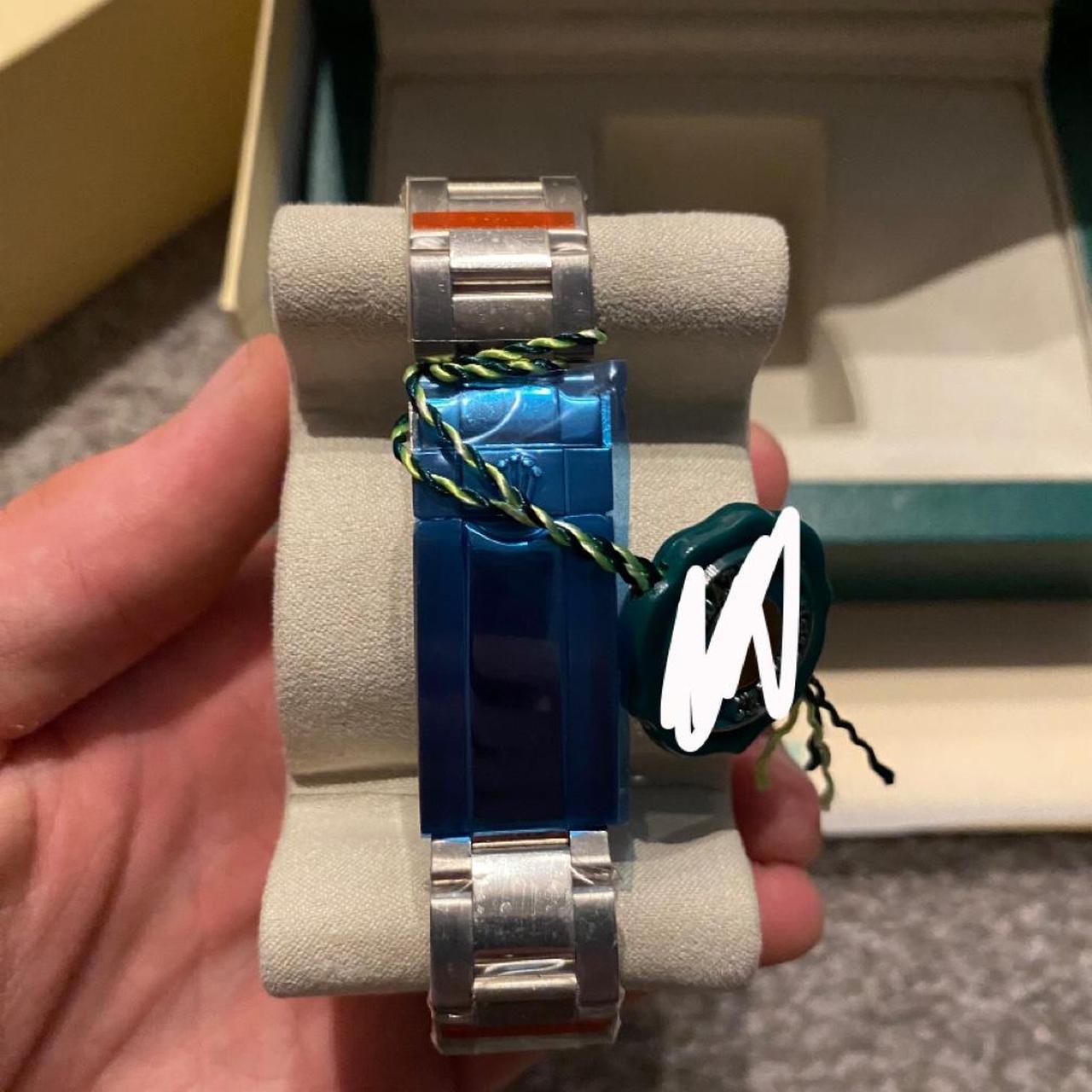 Men’s Silver And Grey With Tints Of Light Blue Watch... - Depop