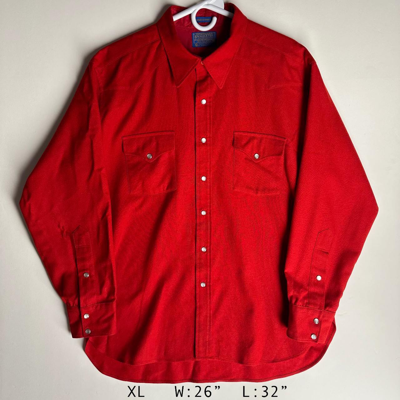 Vintage Pendleton Wool Western Wear Red Pearl Snap... - Depop