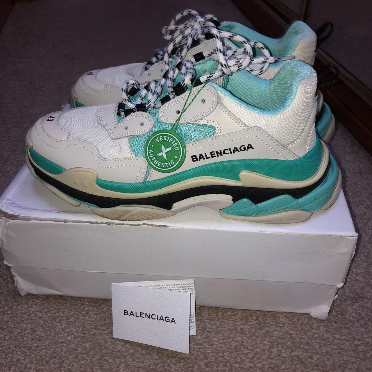 Balenciaga triple S turquoise / mint green size 9uk,... - Depop