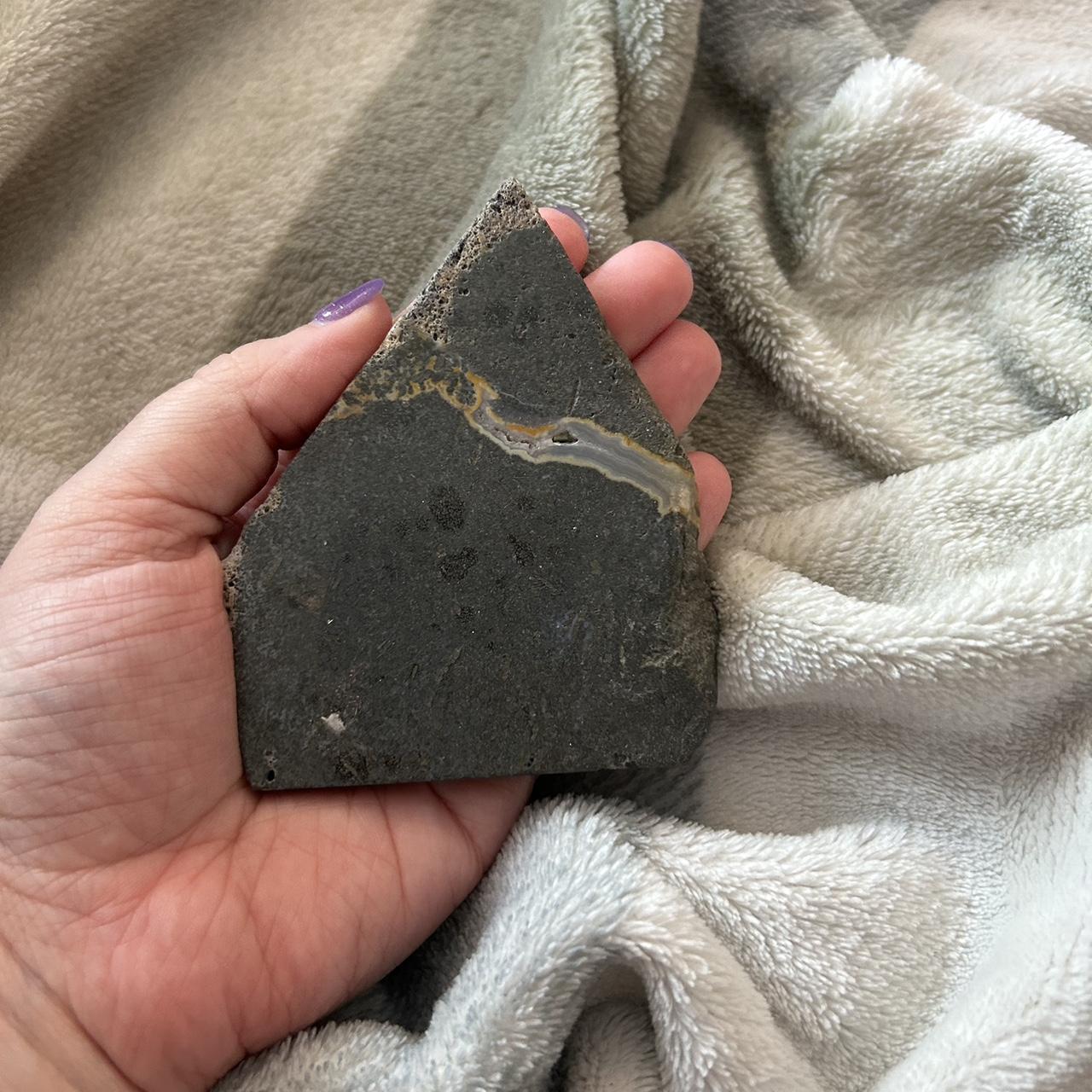 Pyrite slab with blue agate inclusion - Depop