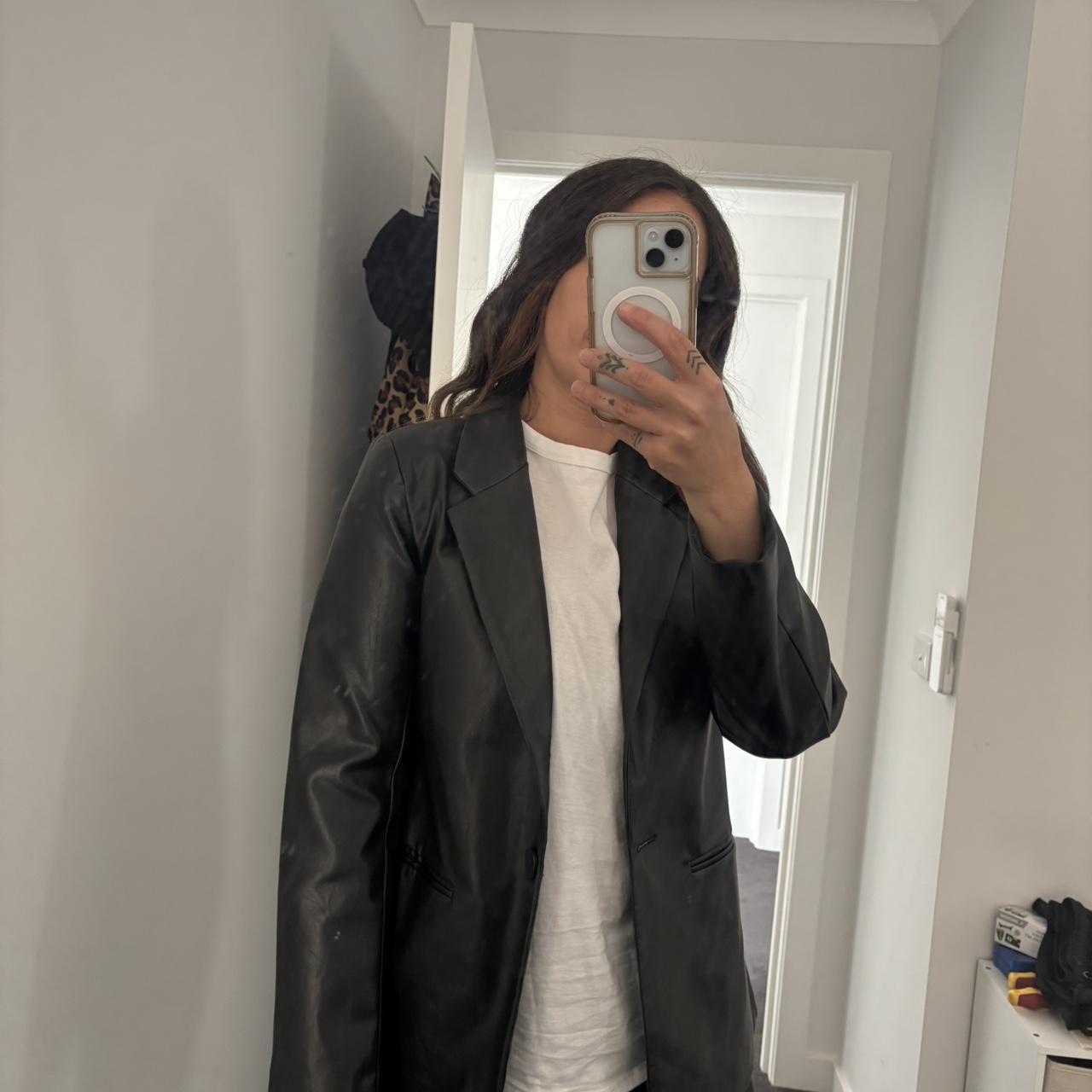 Glassons Black faux leather blazer Size XS Never... - Depop