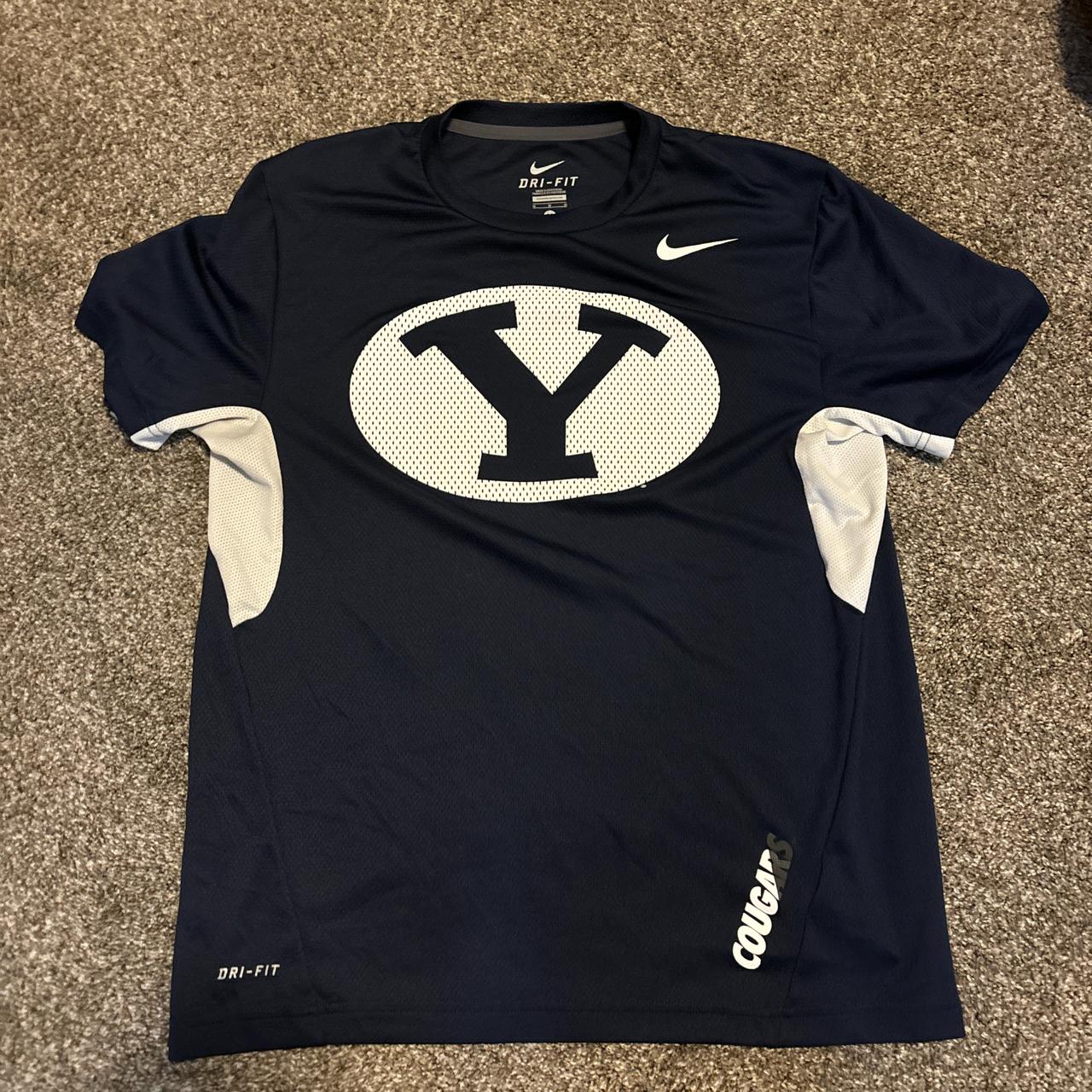 2000 BYU Cougars blue and white Nike shirt vintage... - Depop