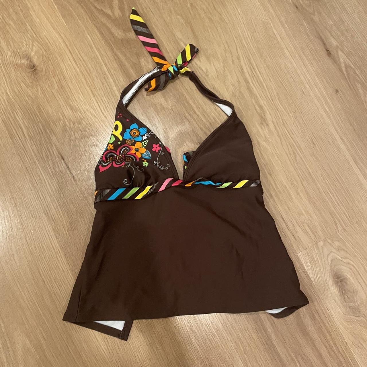 Y2K brown tankini! This swimsuit top is so adorable... - Depop