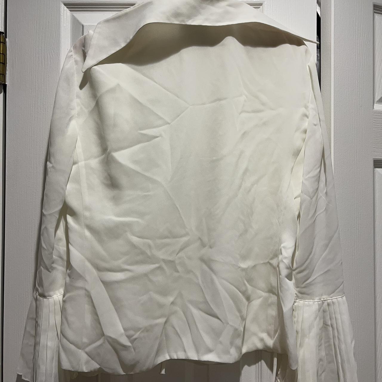 Vintage Cream Ruffle Blouse Size not listed, can fit... - Depop