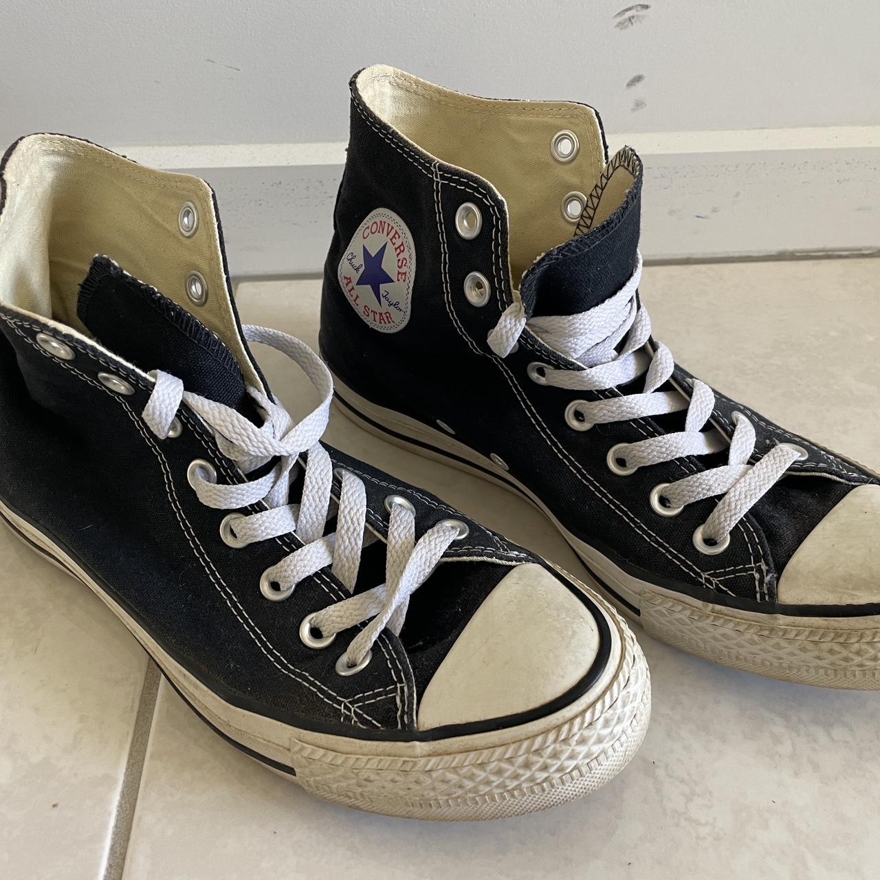 Black high top converse Worn condition, some scuffs... - Depop