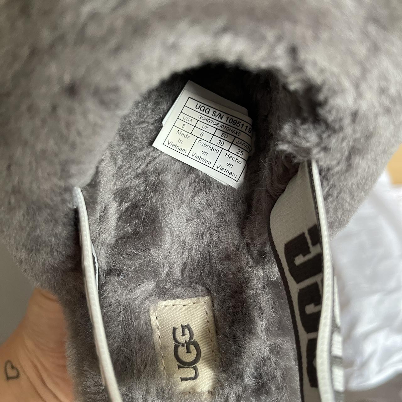 Grey Ugg fluffy slides. Worn once, great condition... - Depop