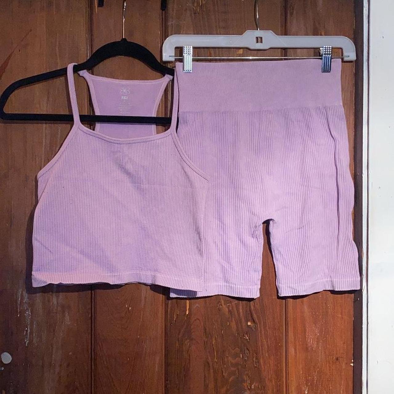 Aura Ribbed Activewear Set! Size M/L Lavender high... - Depop