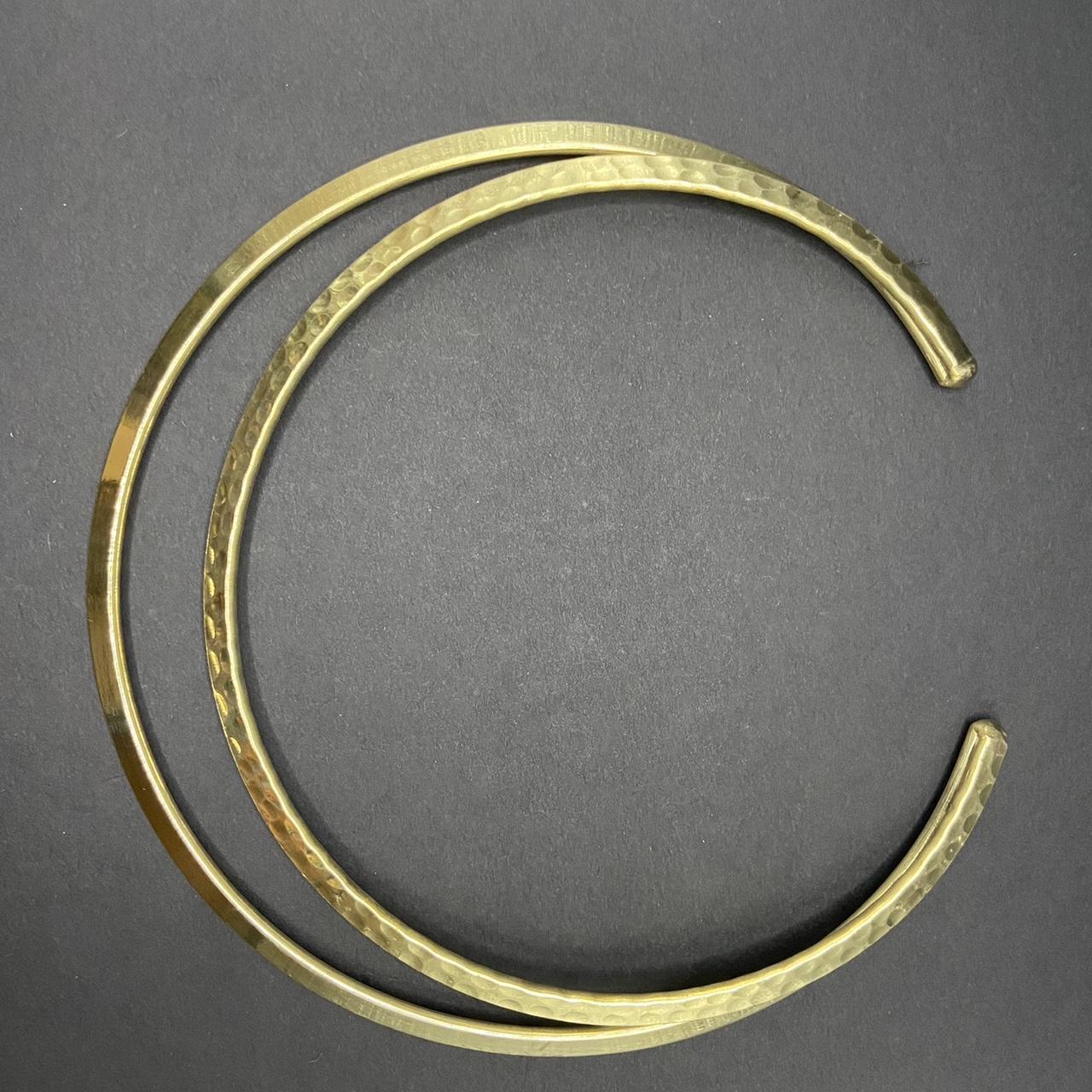 Handmade brass torque necklace with hammered... - Depop