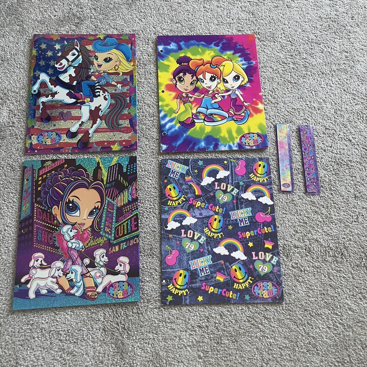 Y2K Lisa Frank 4 folders and 2 rulers. All were... - Depop