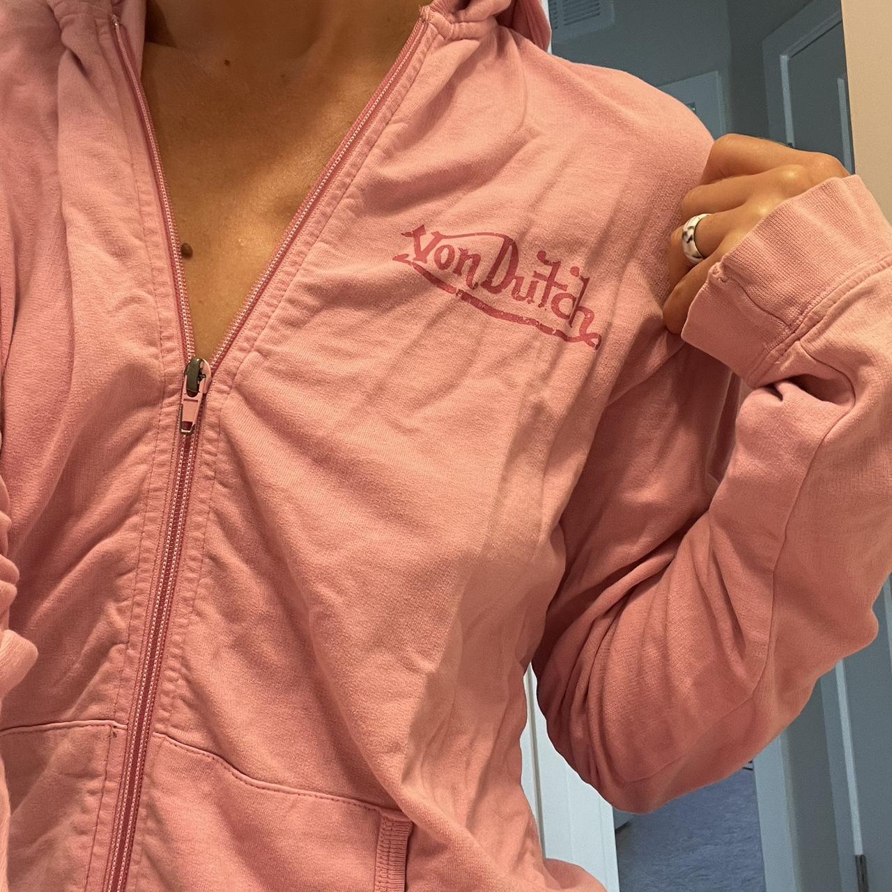 Y2K Von Dutch X-Large hot pink zip up jacket. Fits... - Depop