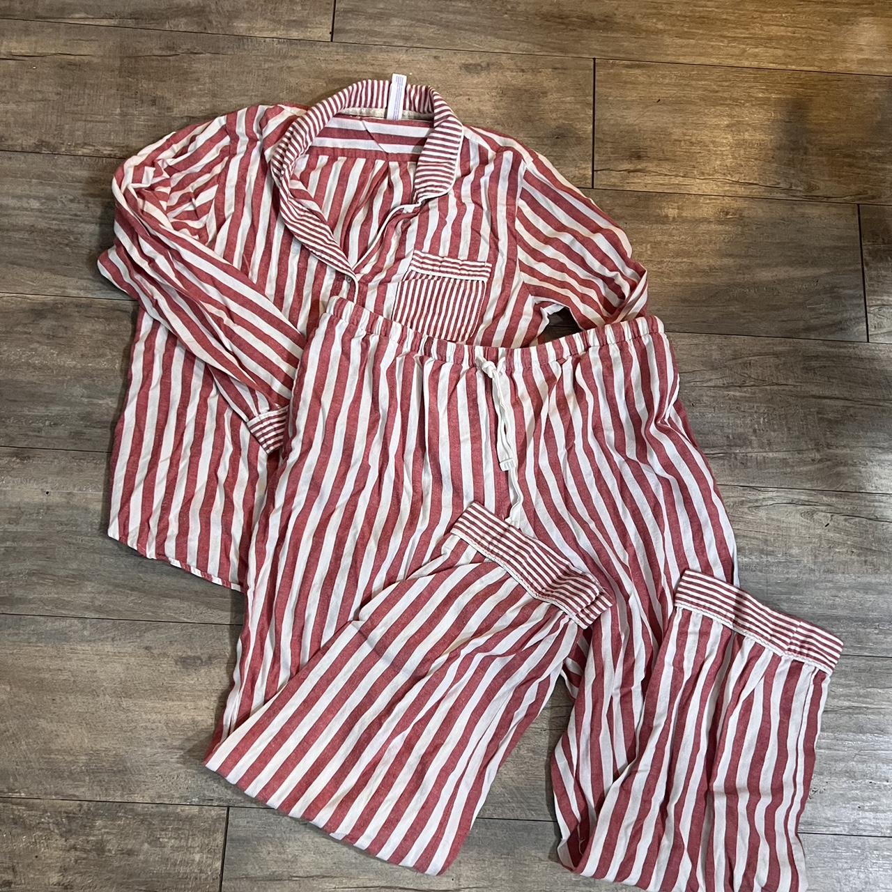 DEPOP PAYMENTS ONLY orange and white striped pj set!... - Depop