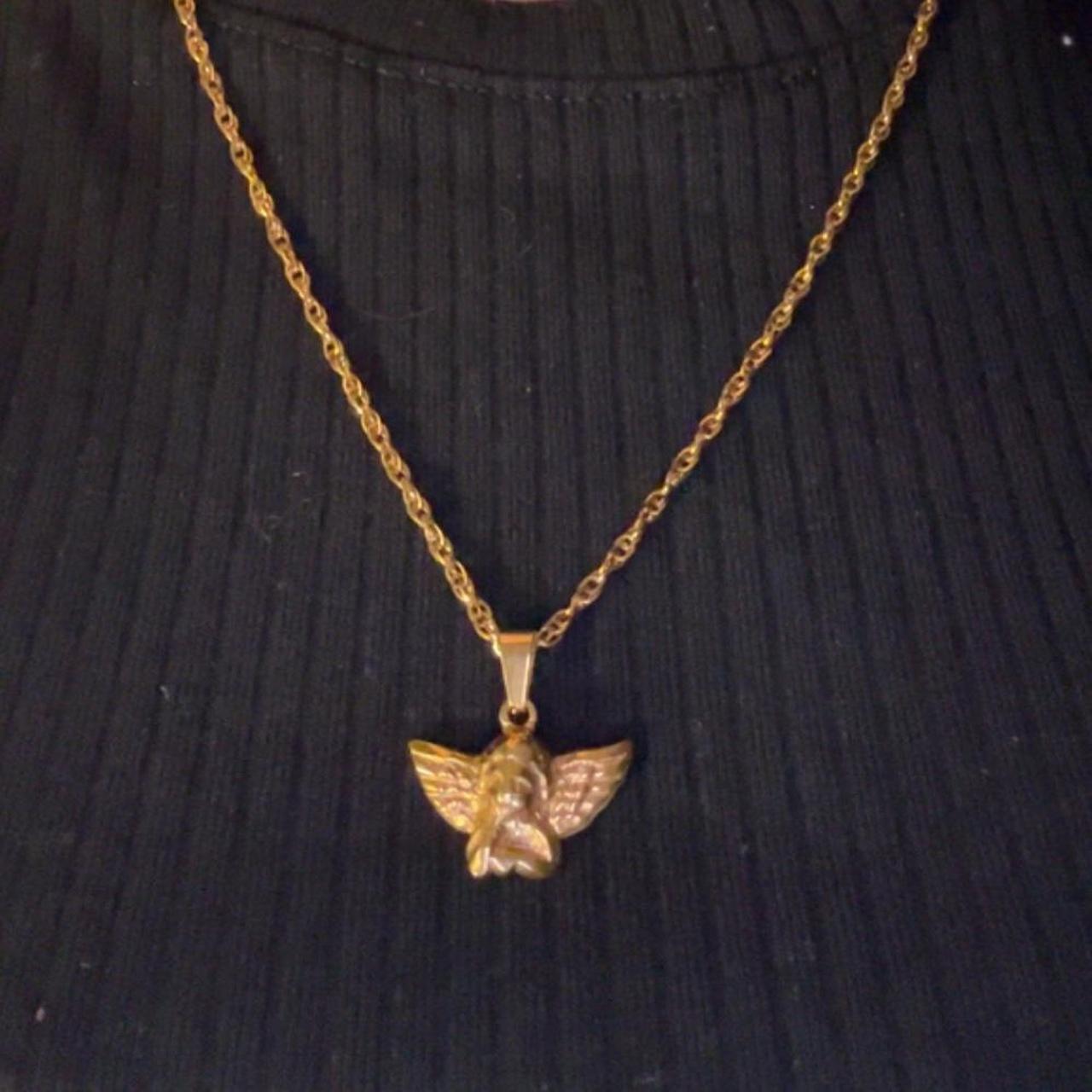 Gold angel chain necklace #goldchain #goldnecklace... - Depop