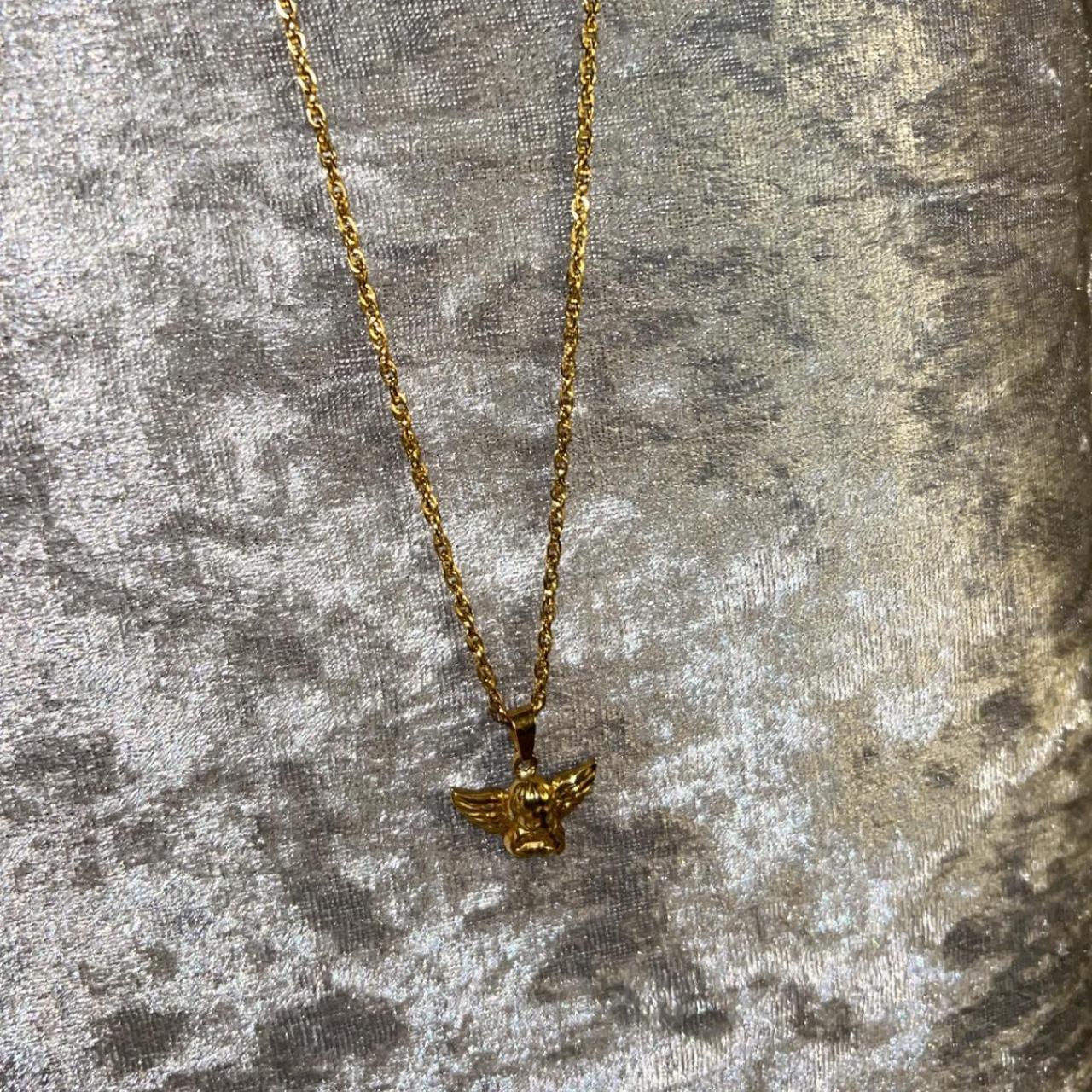 Gold angel chain necklace #goldchain #goldnecklace... - Depop