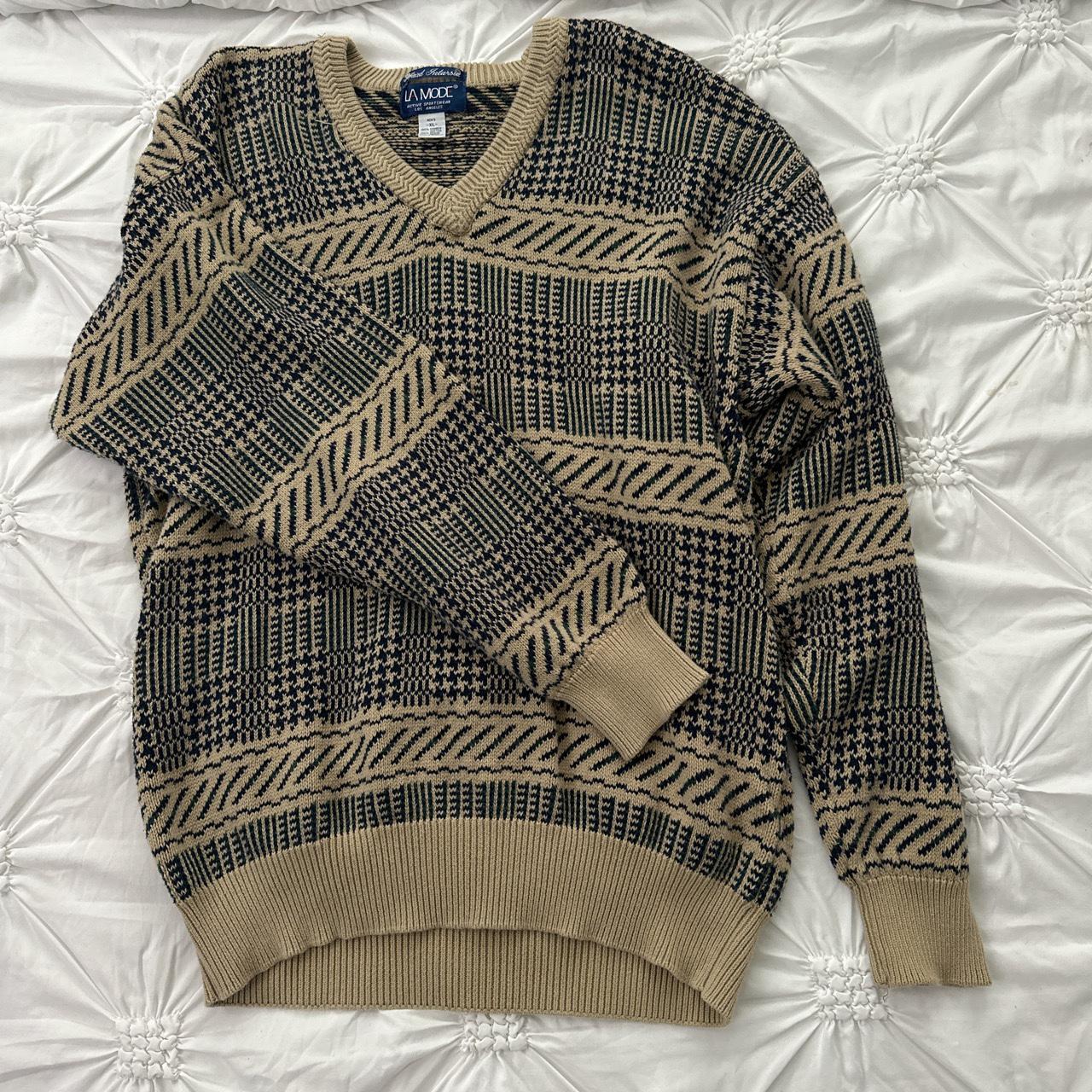 XL Vintage patterned Grandpa sweater -worn a few... - Depop