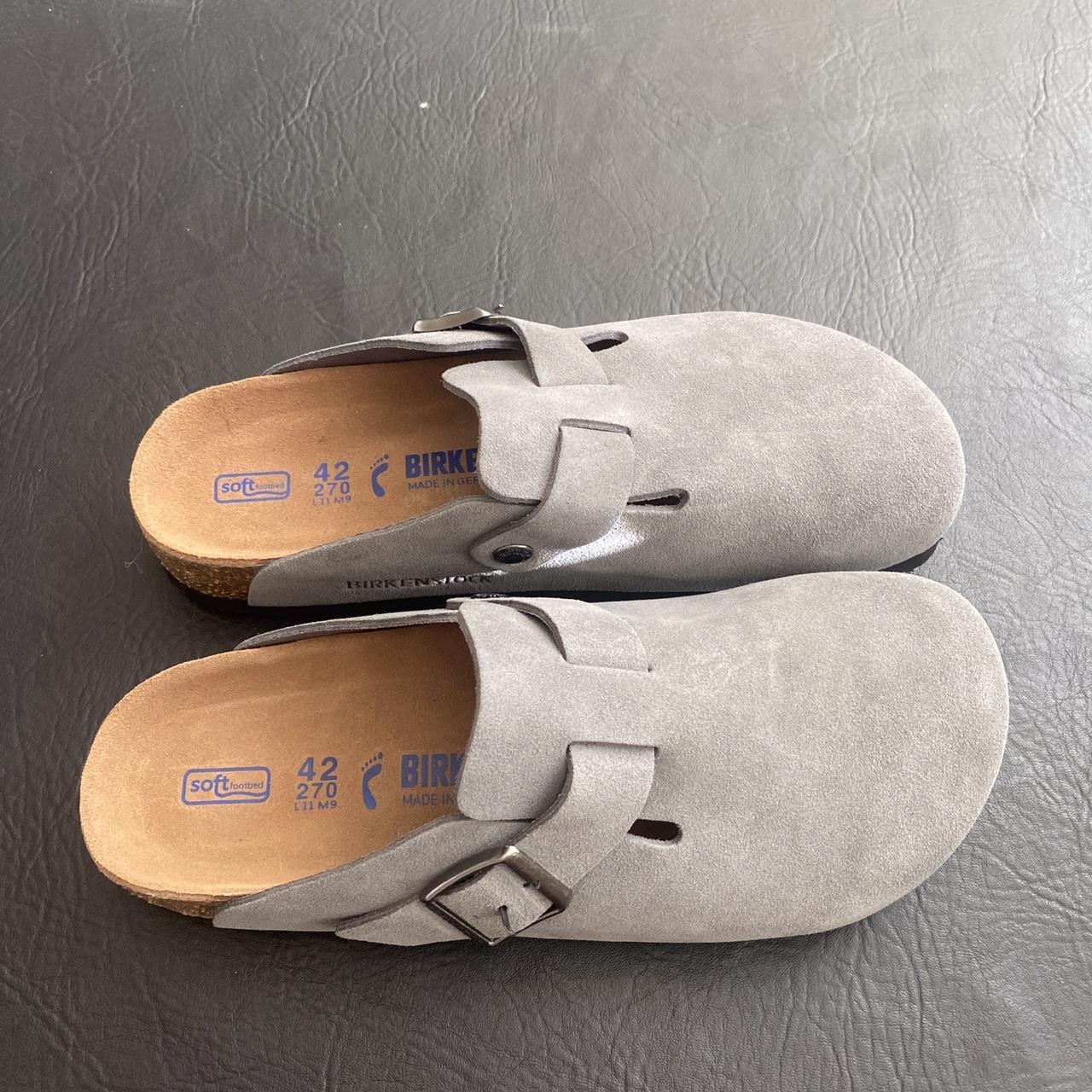Birkenstock Clogs Gray Suede Basically brand... - Depop