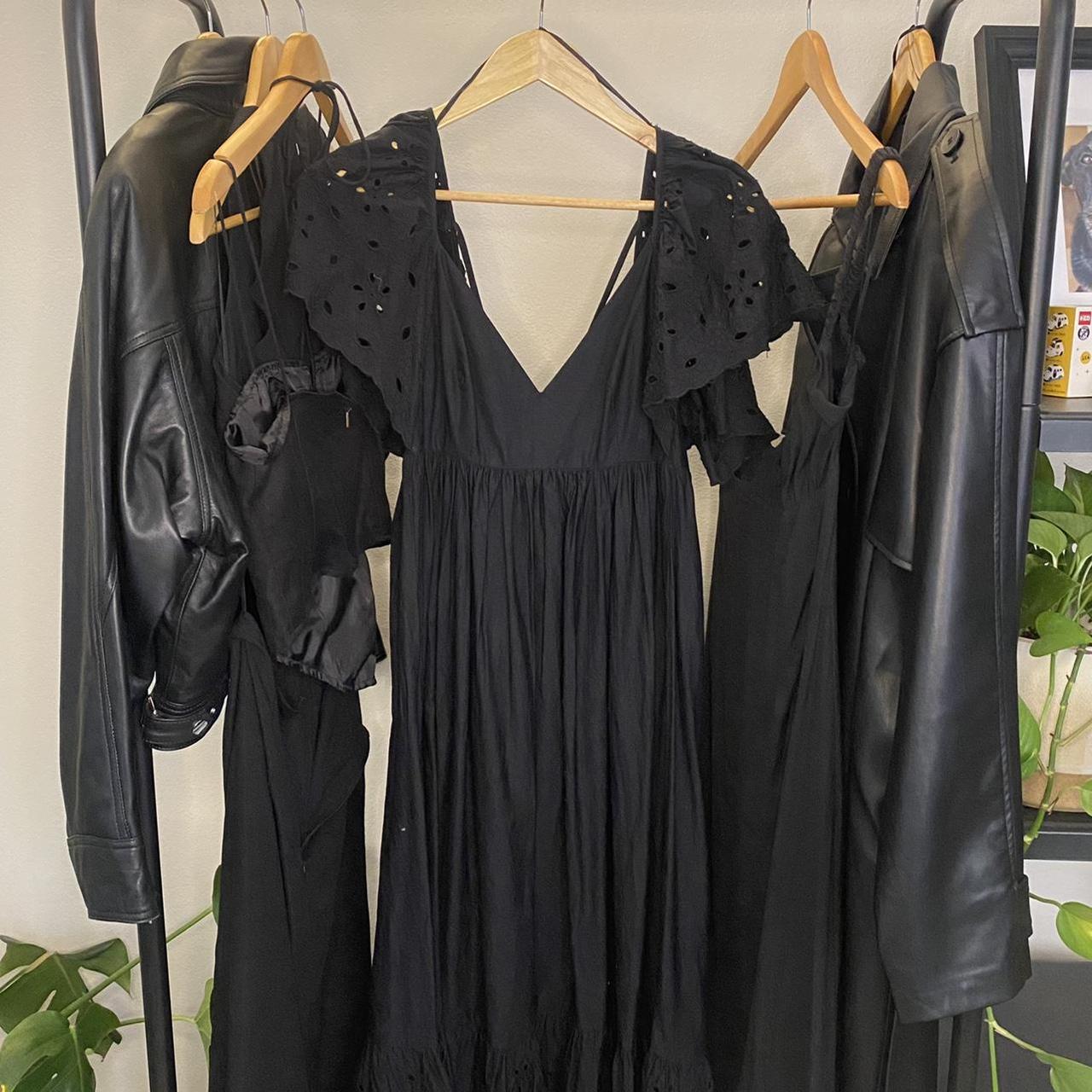 black zara maxi dress. has ruffle detail at the... - Depop