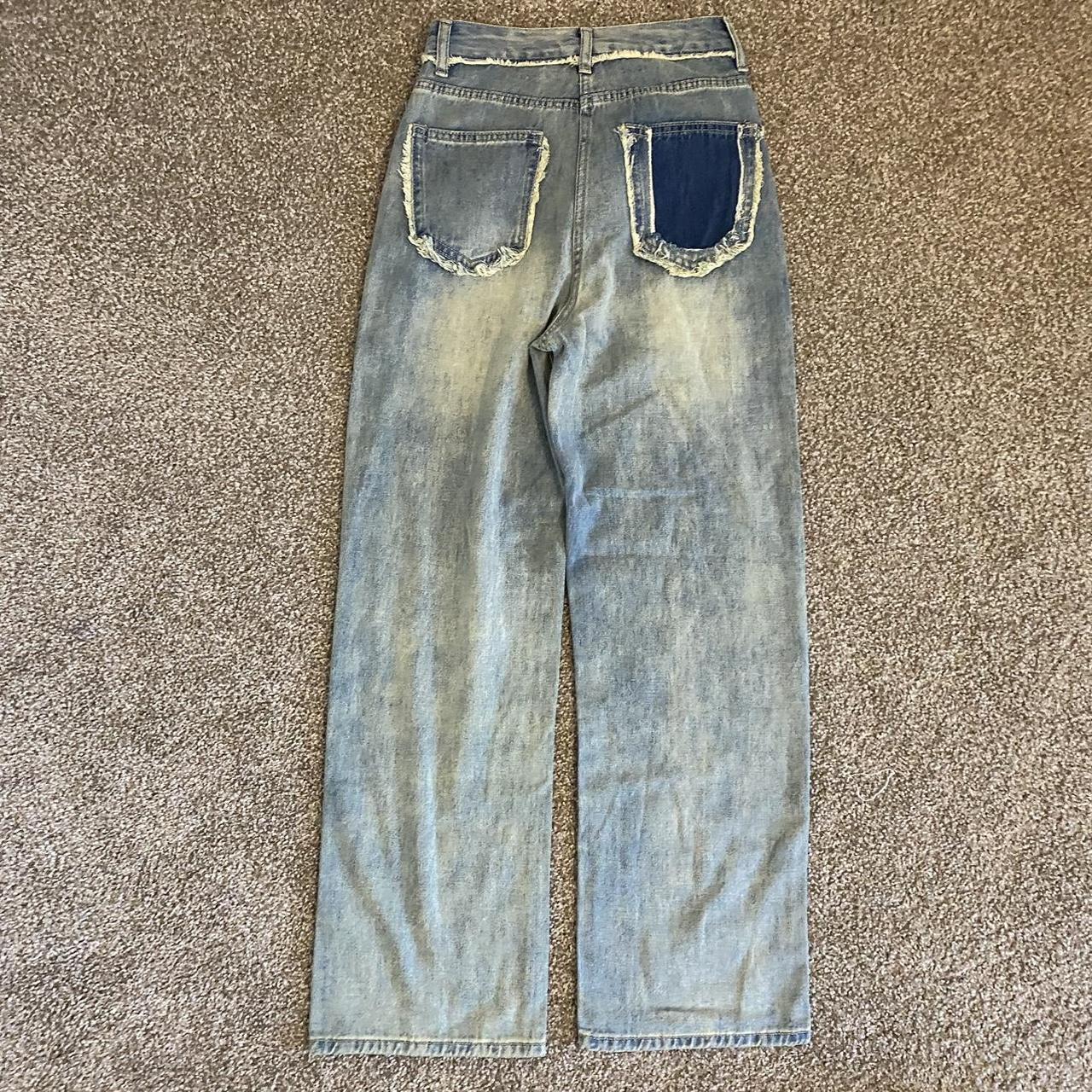 Raw edge patchwork vintage jeans, basically brand... - Depop