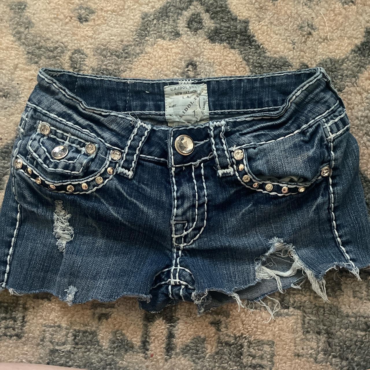 Super cute mcbling low rise mini shorty shorts with... - Depop