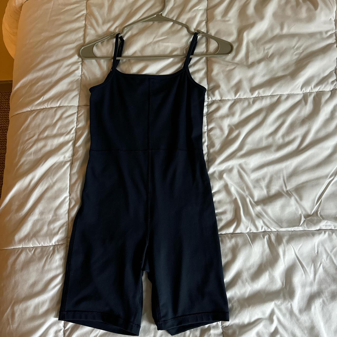 Navy Blue Workout Romper Stretchy Workout... | Depop