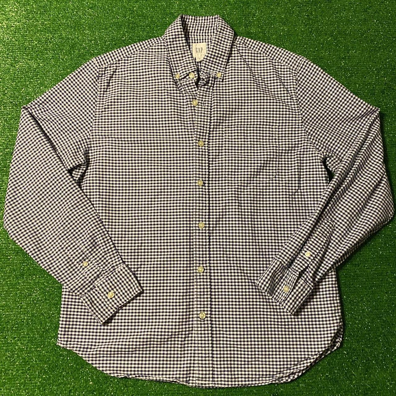 GAP Black/White Checkered Long Sleeve... - Depop