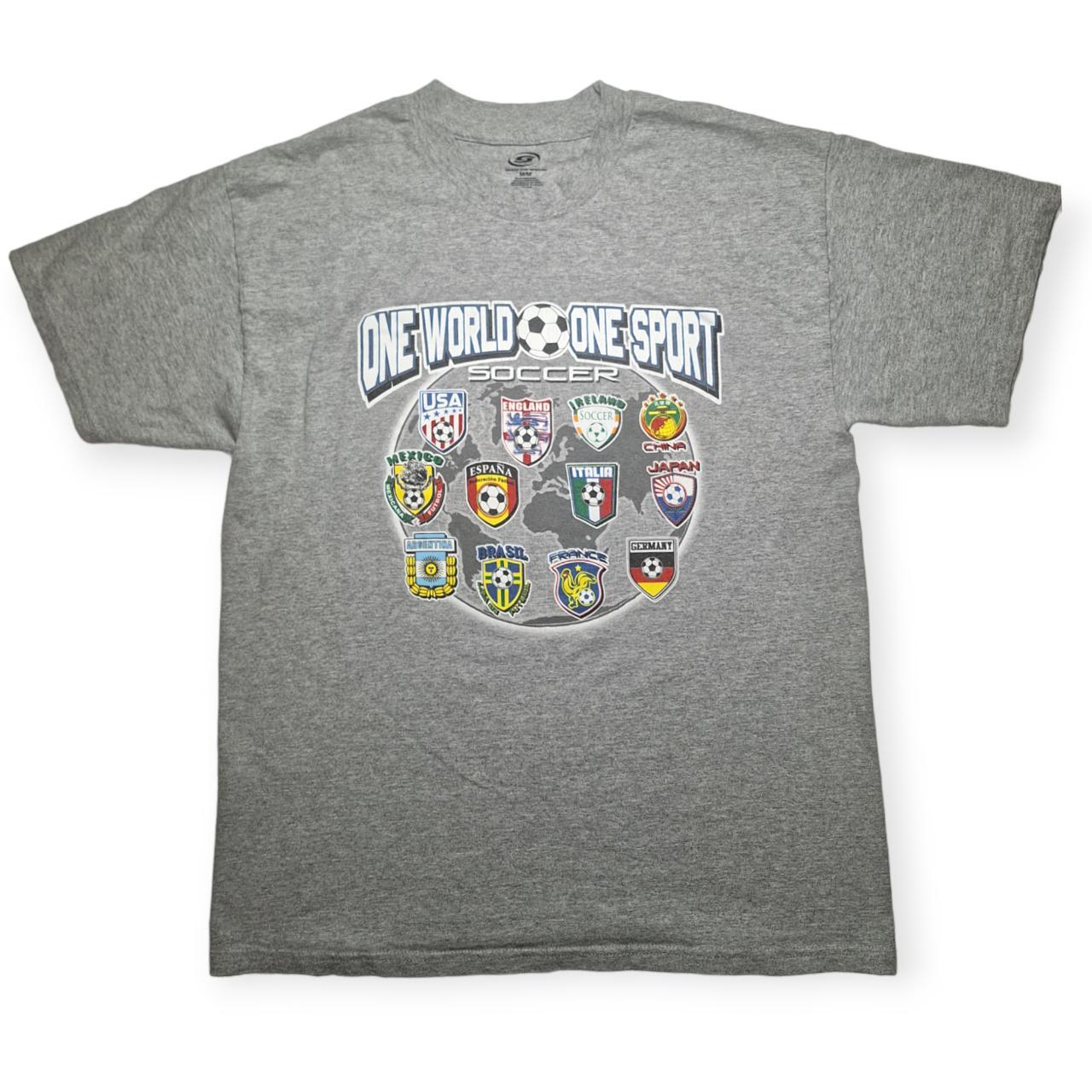 Medium One World One Sport Soccer fan graphic print... - Depop