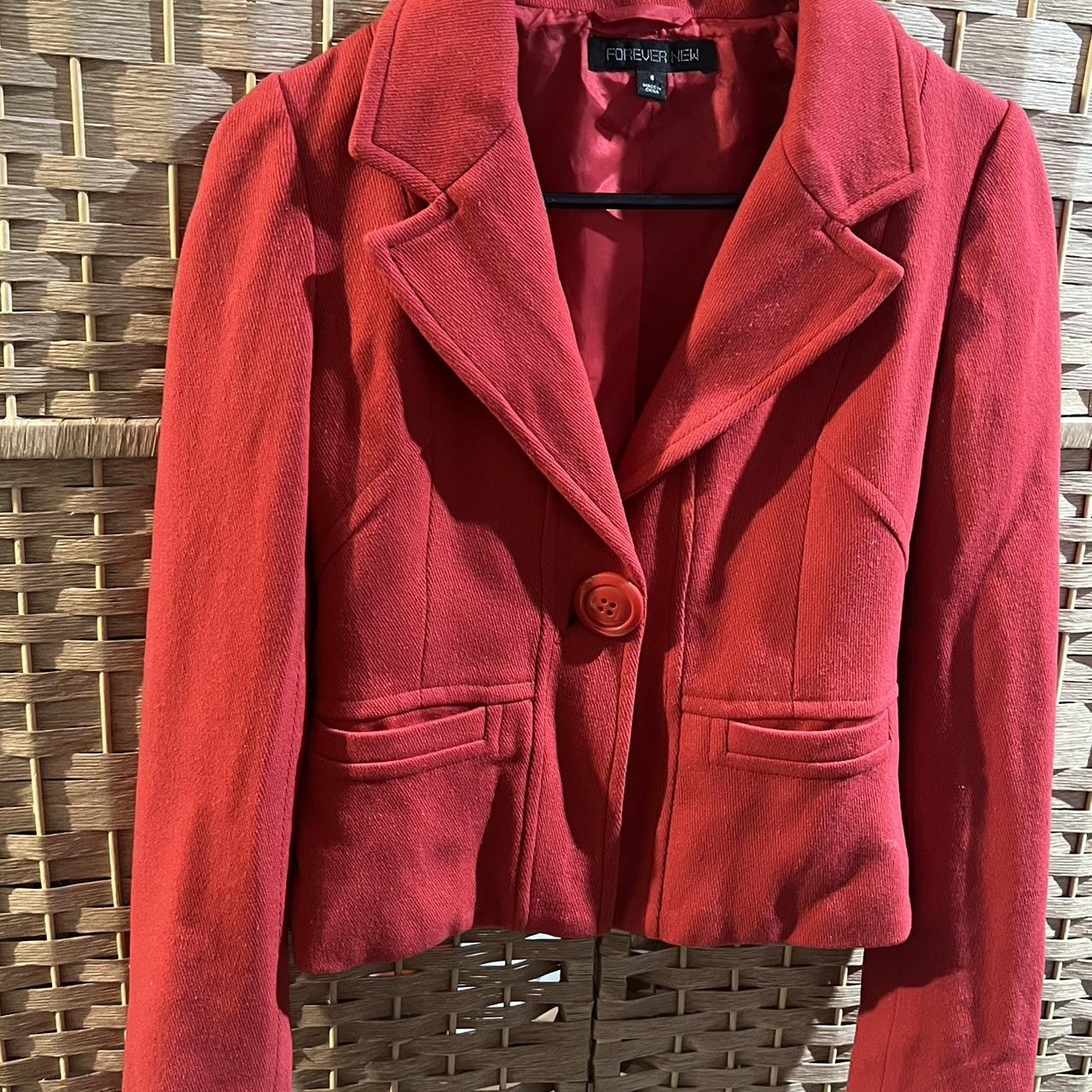 Forever new red jacket Size 6 Fake pockets on front... - Depop