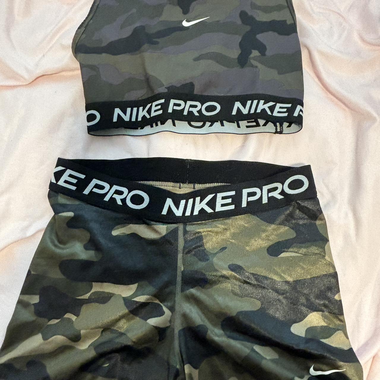 green camo nike pro set sports bra & shorts like... - Depop