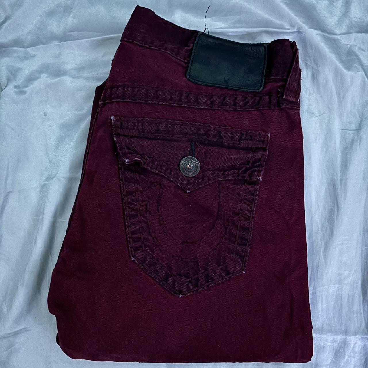 wine red pair of Ricky relaxed straight trueys, they... - Depop