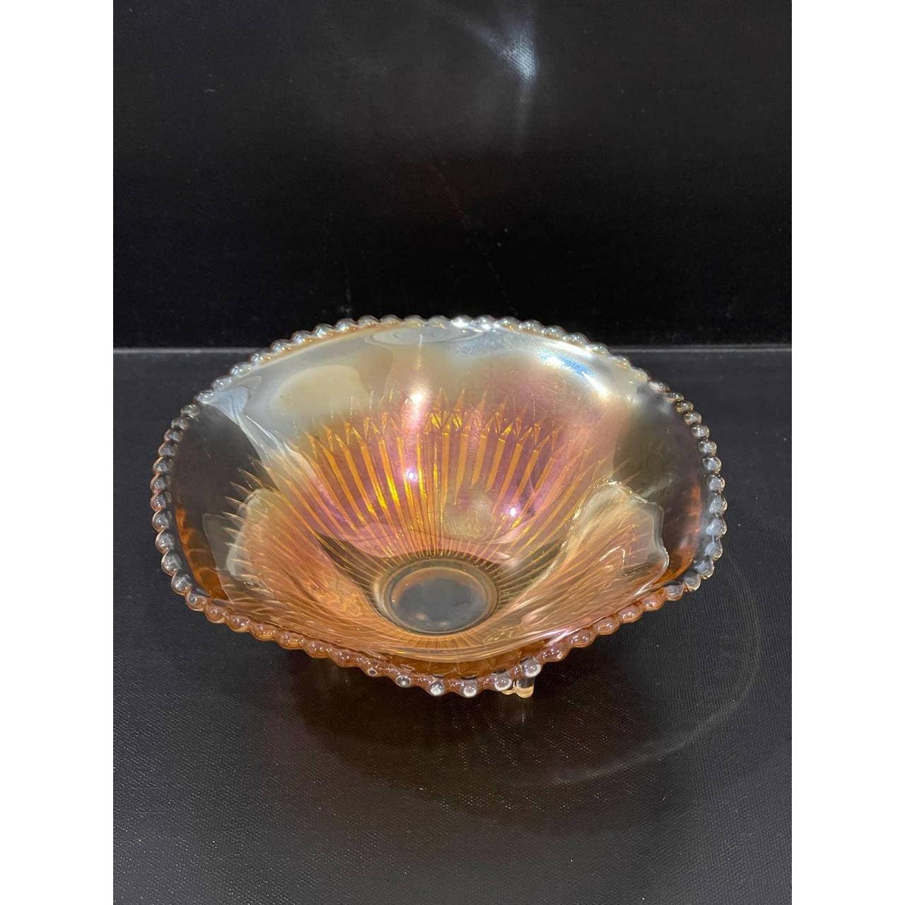 Vintage Footed Marigold Orange Depression Glass Bowl... - Depop