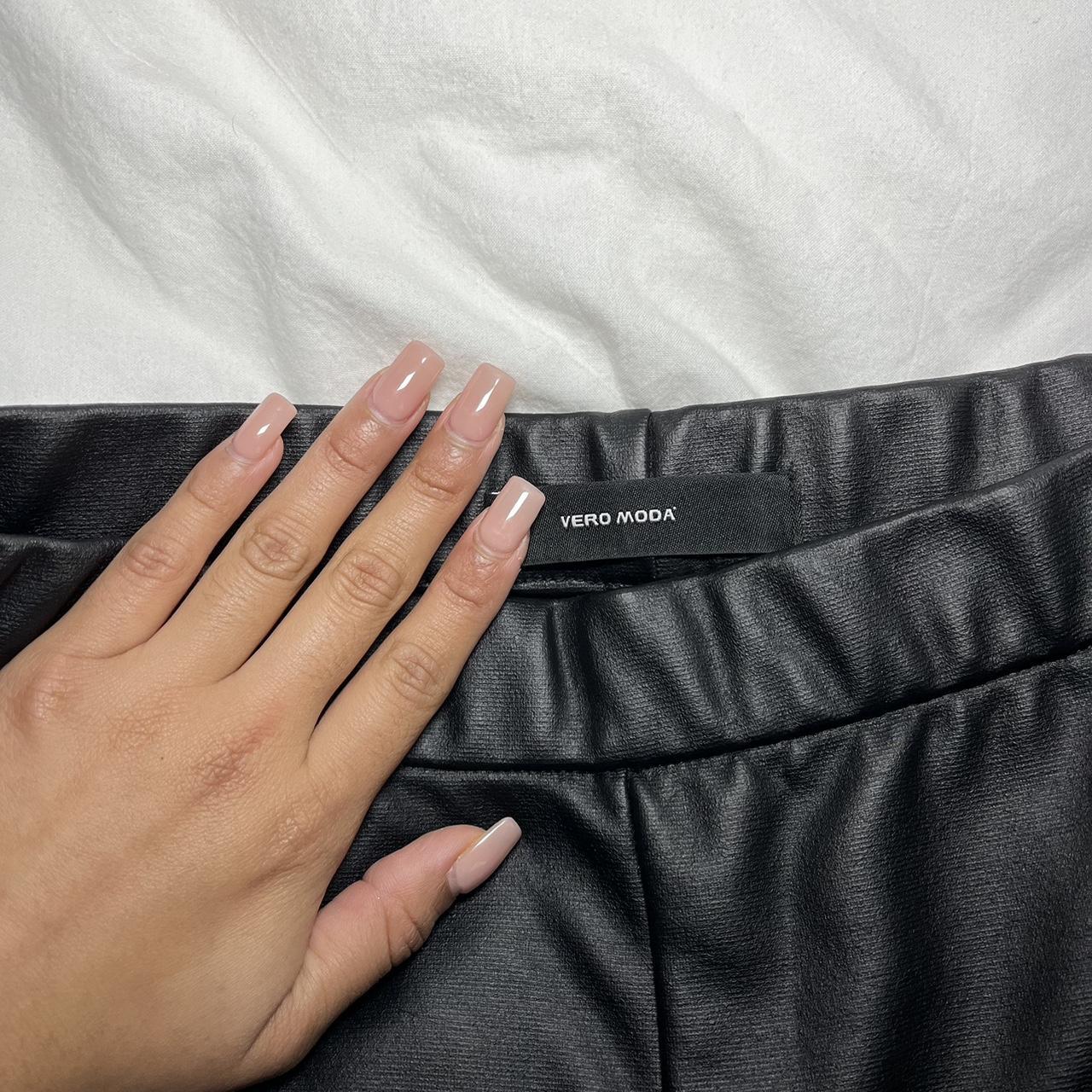 Vero Moda Leather Flared Pants; Size XS Used high... - Depop