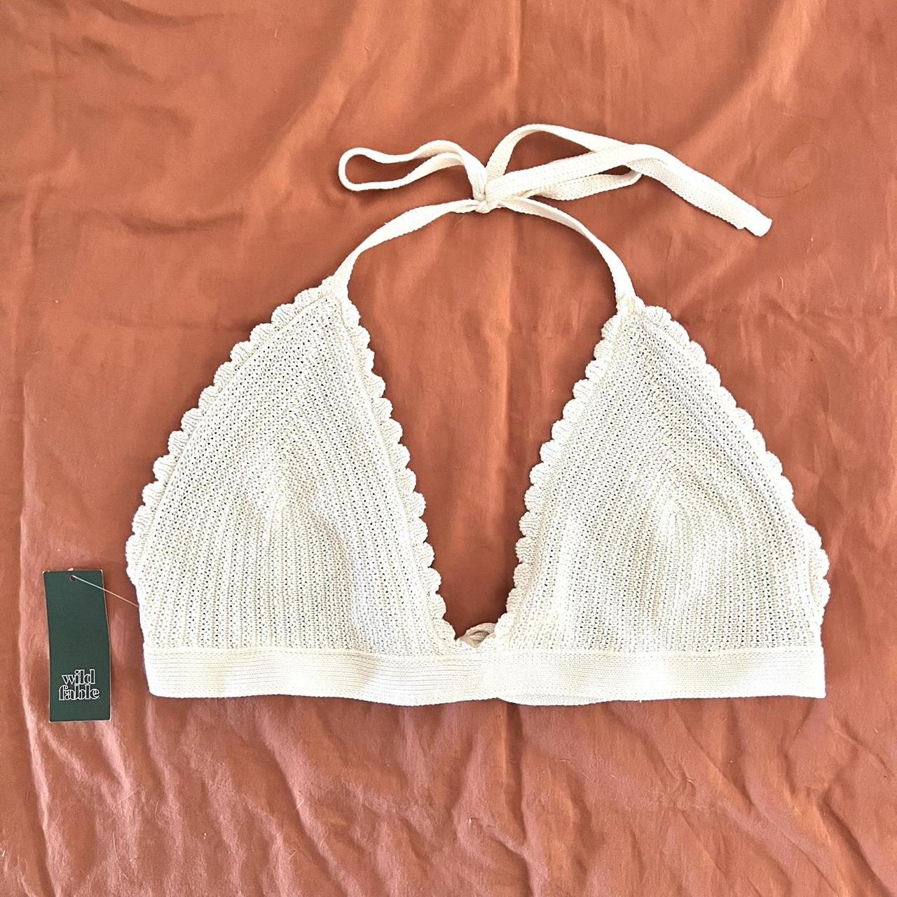 Target Wild Fable crochet cream bralette, size XXL |... - Depop