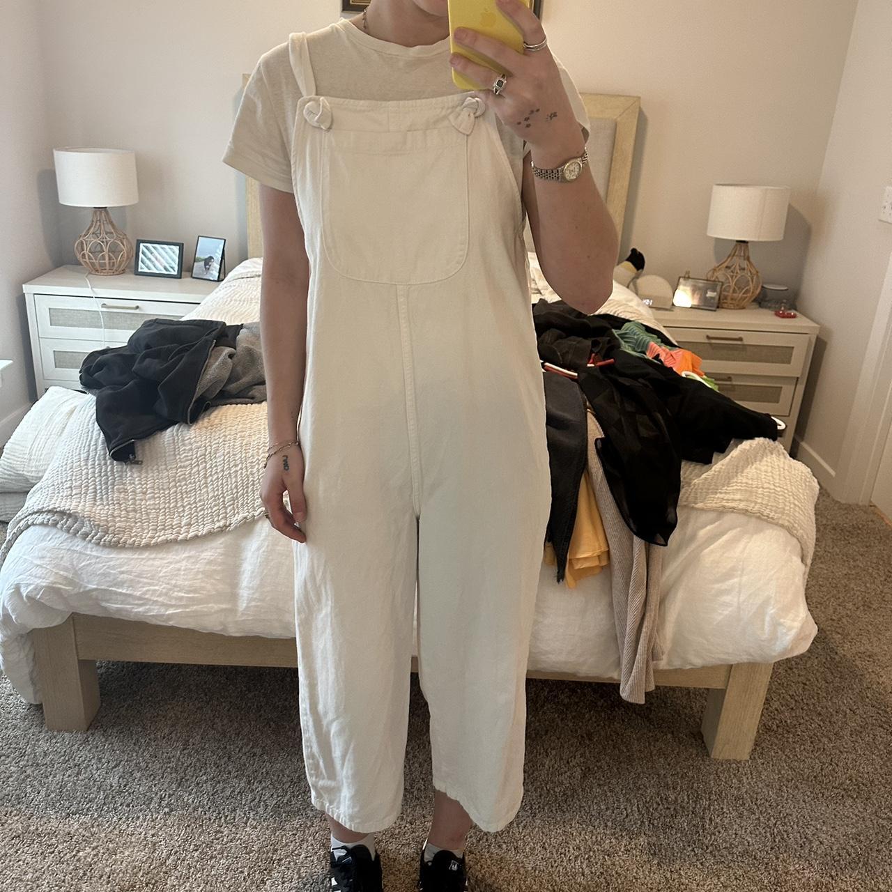 White M Oysho overalls - Depop