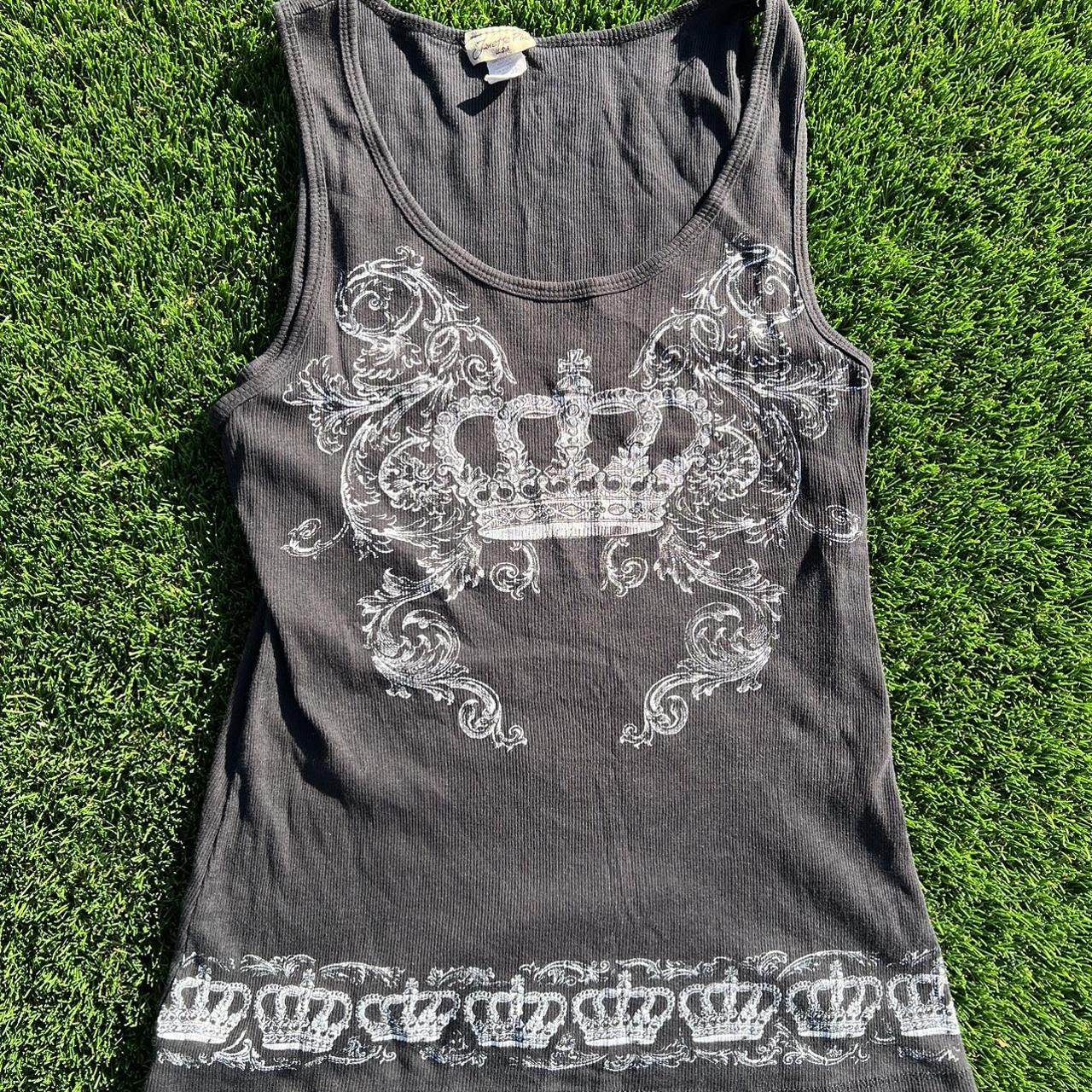 Y2k Graphic Crown 👑 w/ rhinestones Tank Top made... - Depop