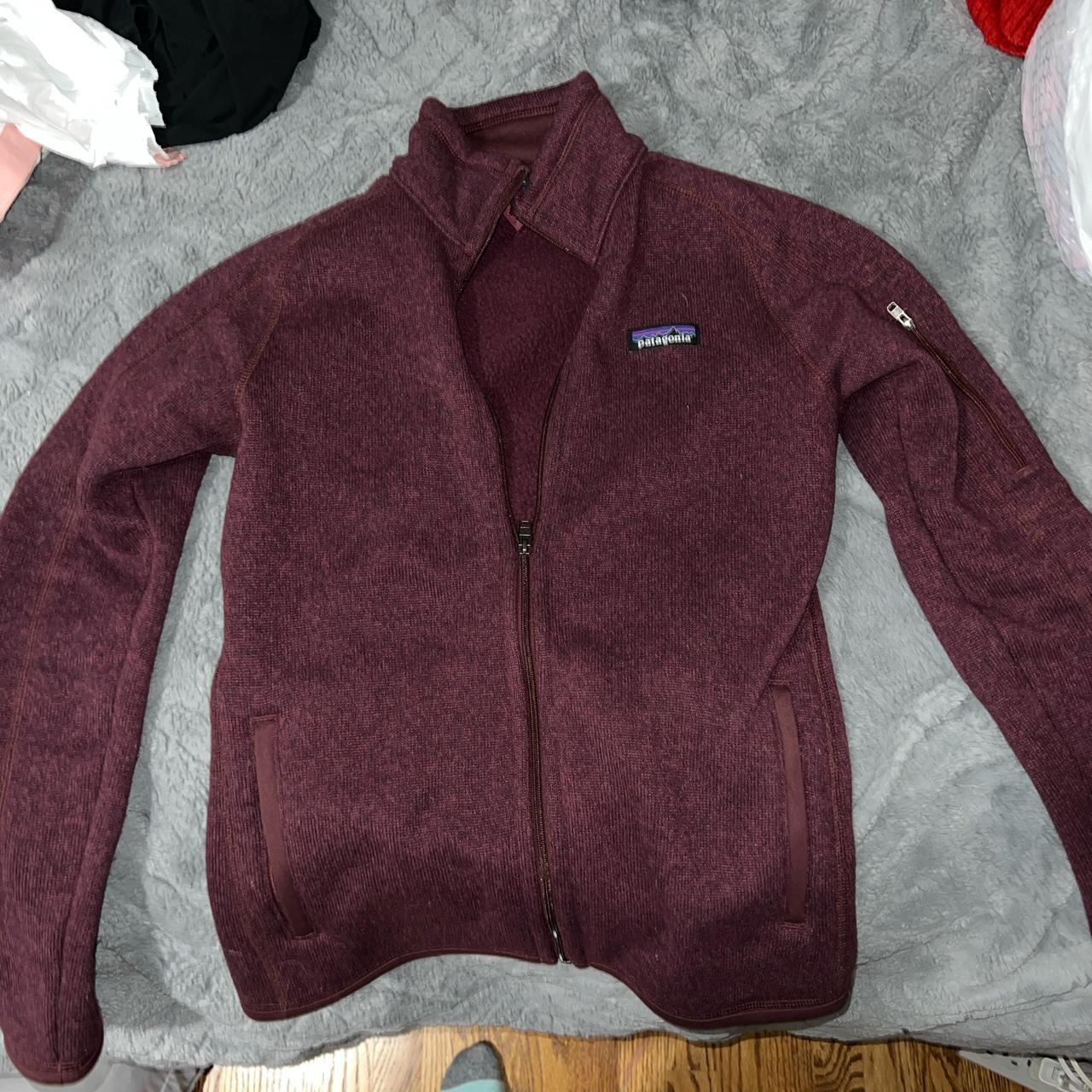 Maroon Patagonia zip up jacket with zip pockets - Depop