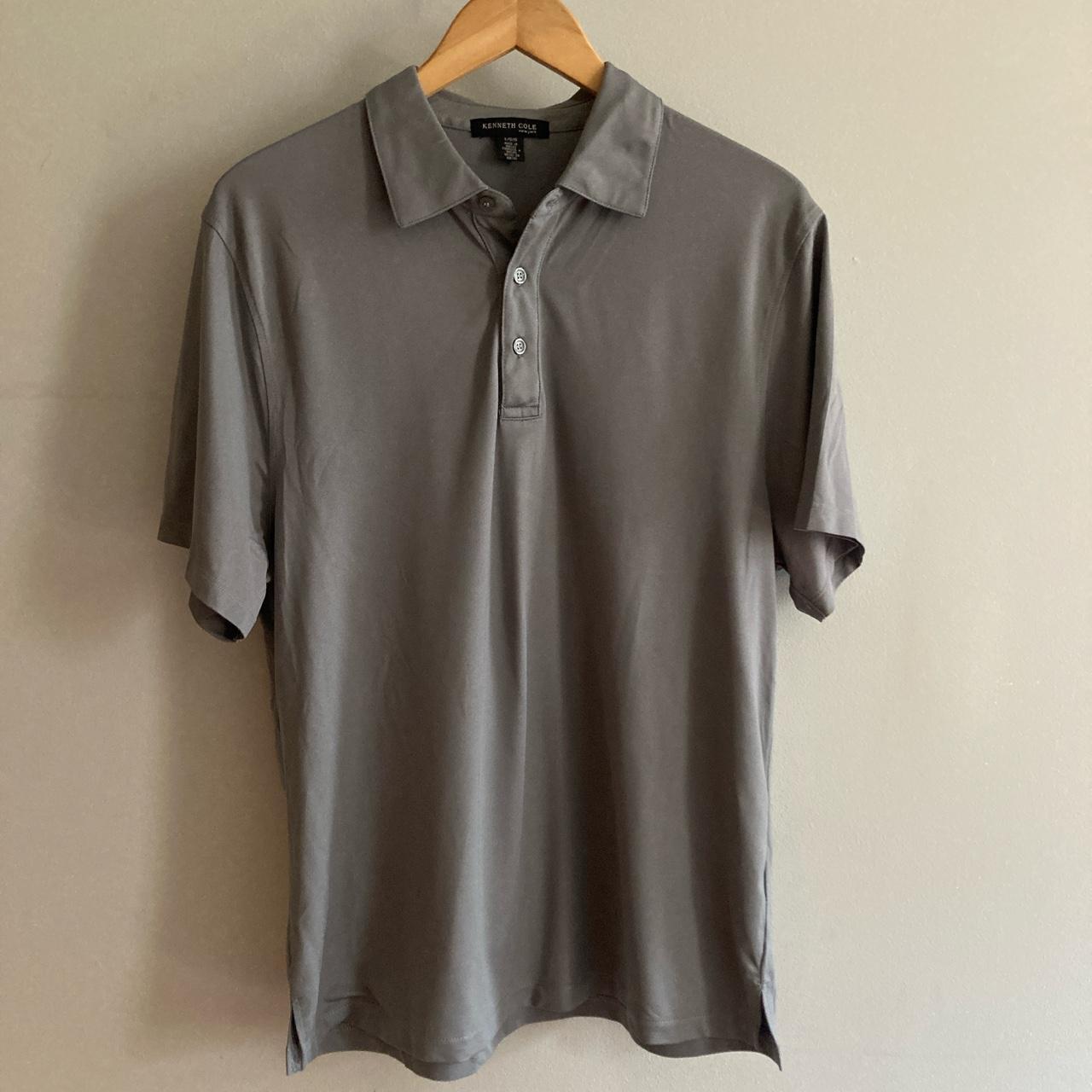 Kenneth Cole gray mens’ short sleeve polo/collared... | Depop