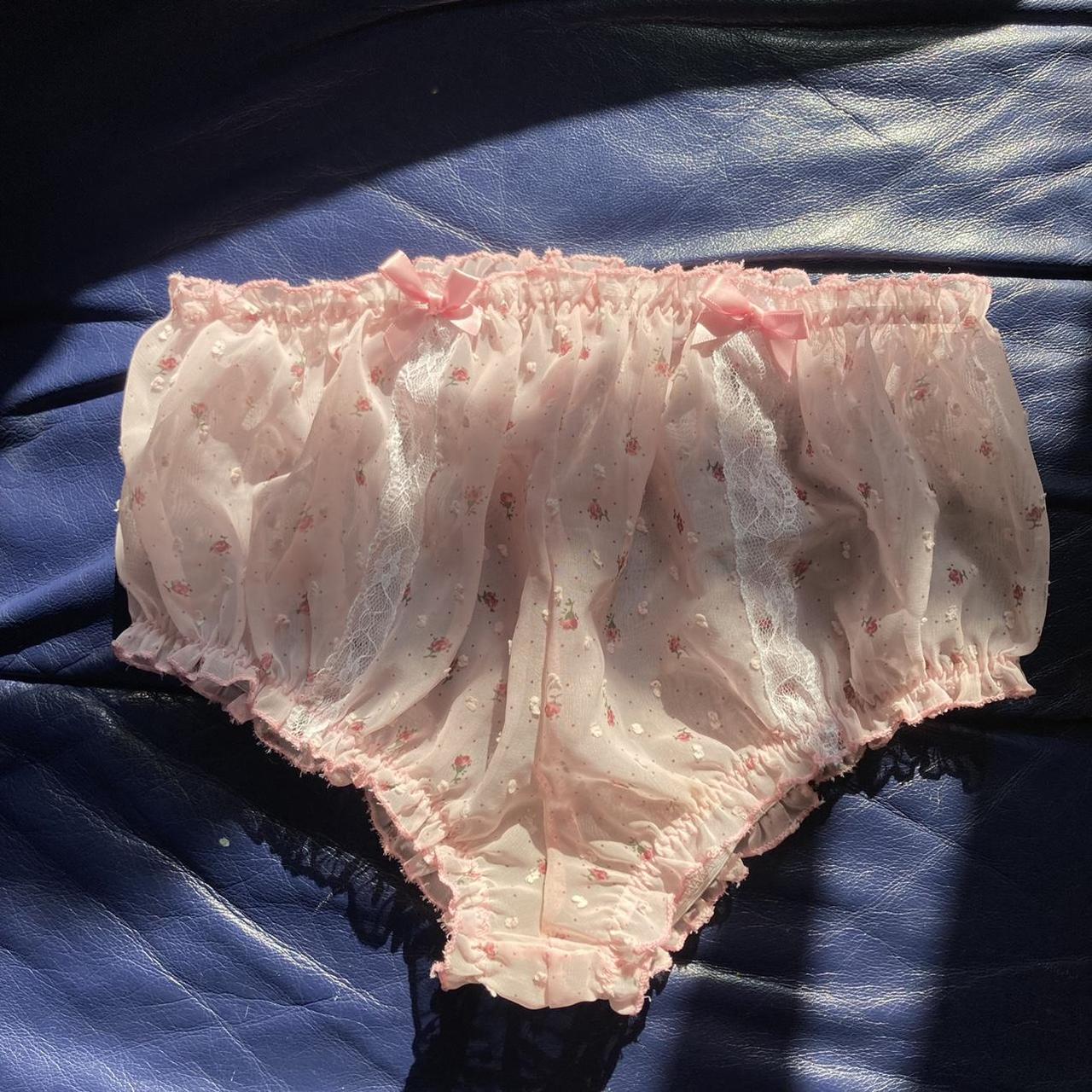 pretty pink mesh lingerie set with puff sleeves.... - Depop