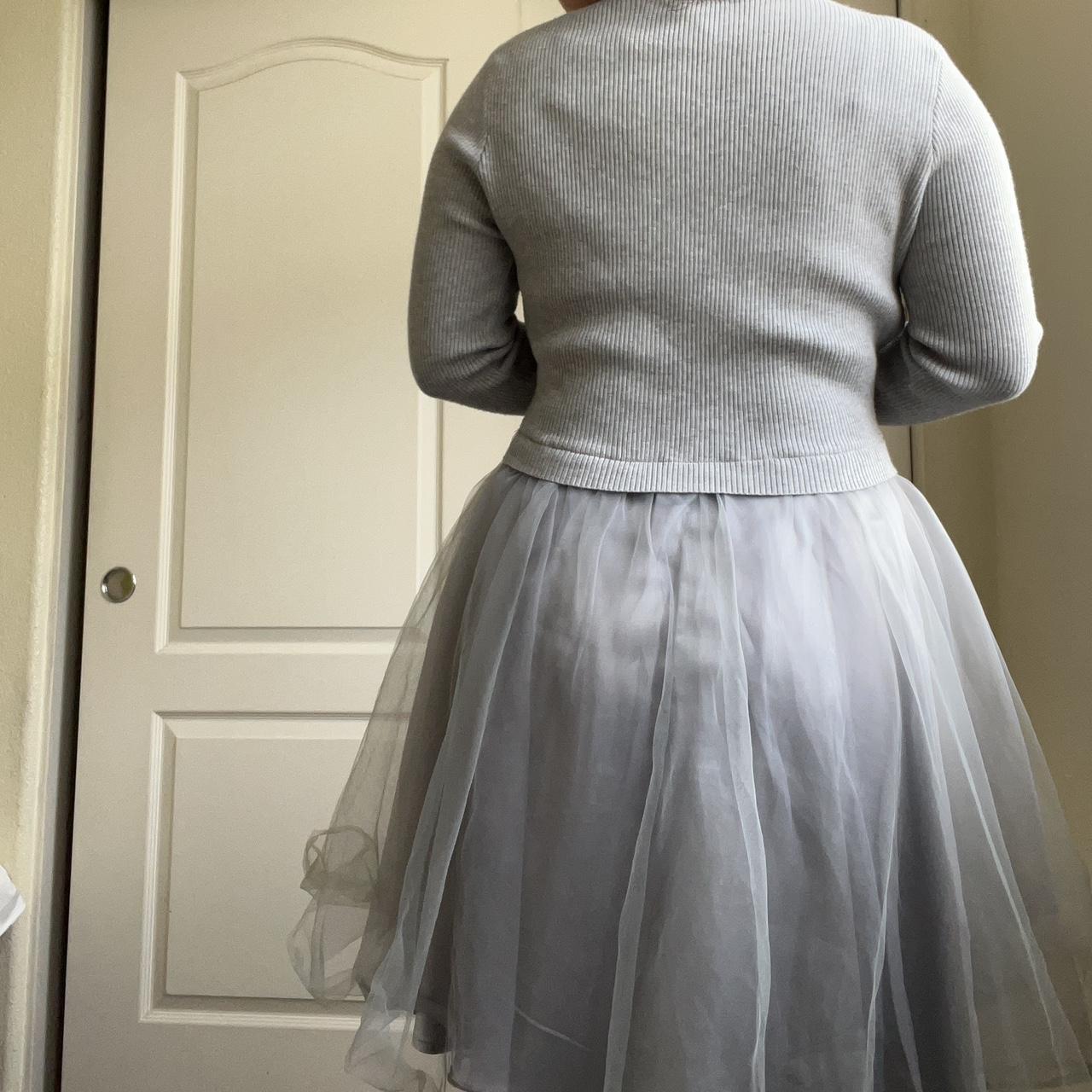 Gray sweater tulle dress Super warm and comfortable... - Depop