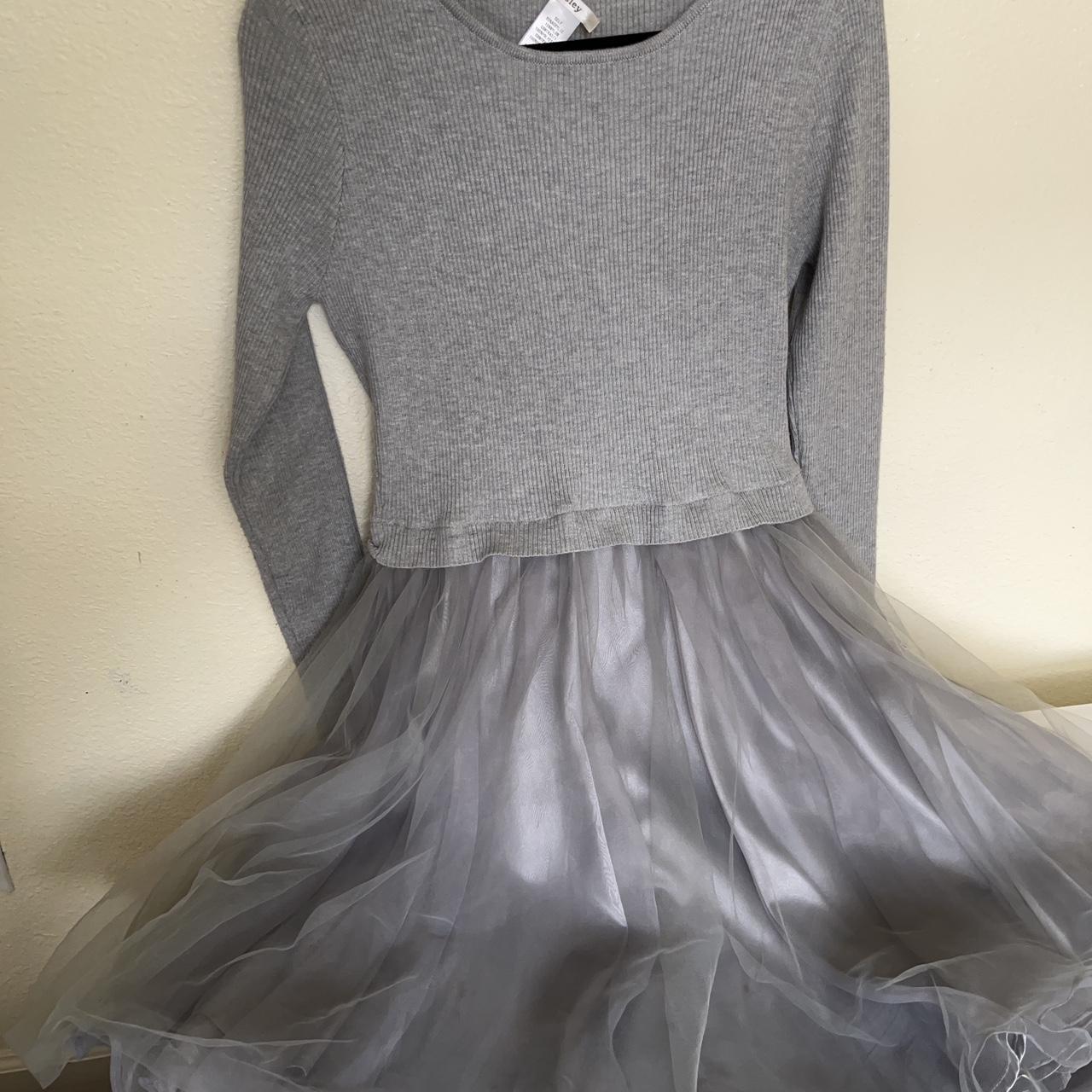 Gray sweater tulle dress Super warm and comfortable... - Depop