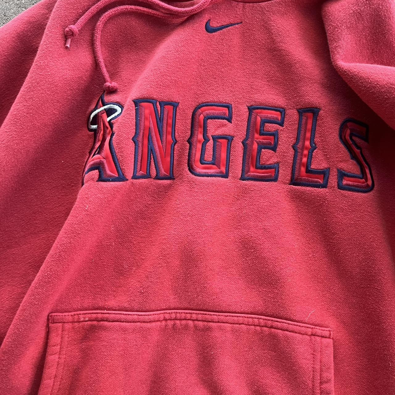 vintage nike angels red center swoosh hoodie size xl - Depop