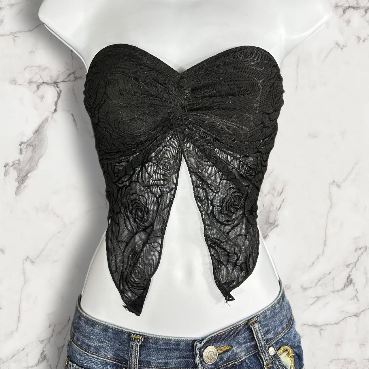 y2k floral lace tube top size small *brand new*... - Depop