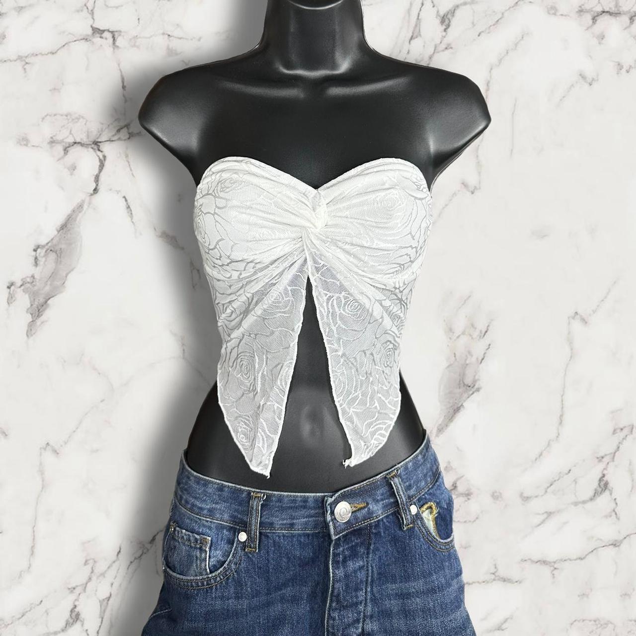 y2k twist crop top *brand new* size small white... - Depop