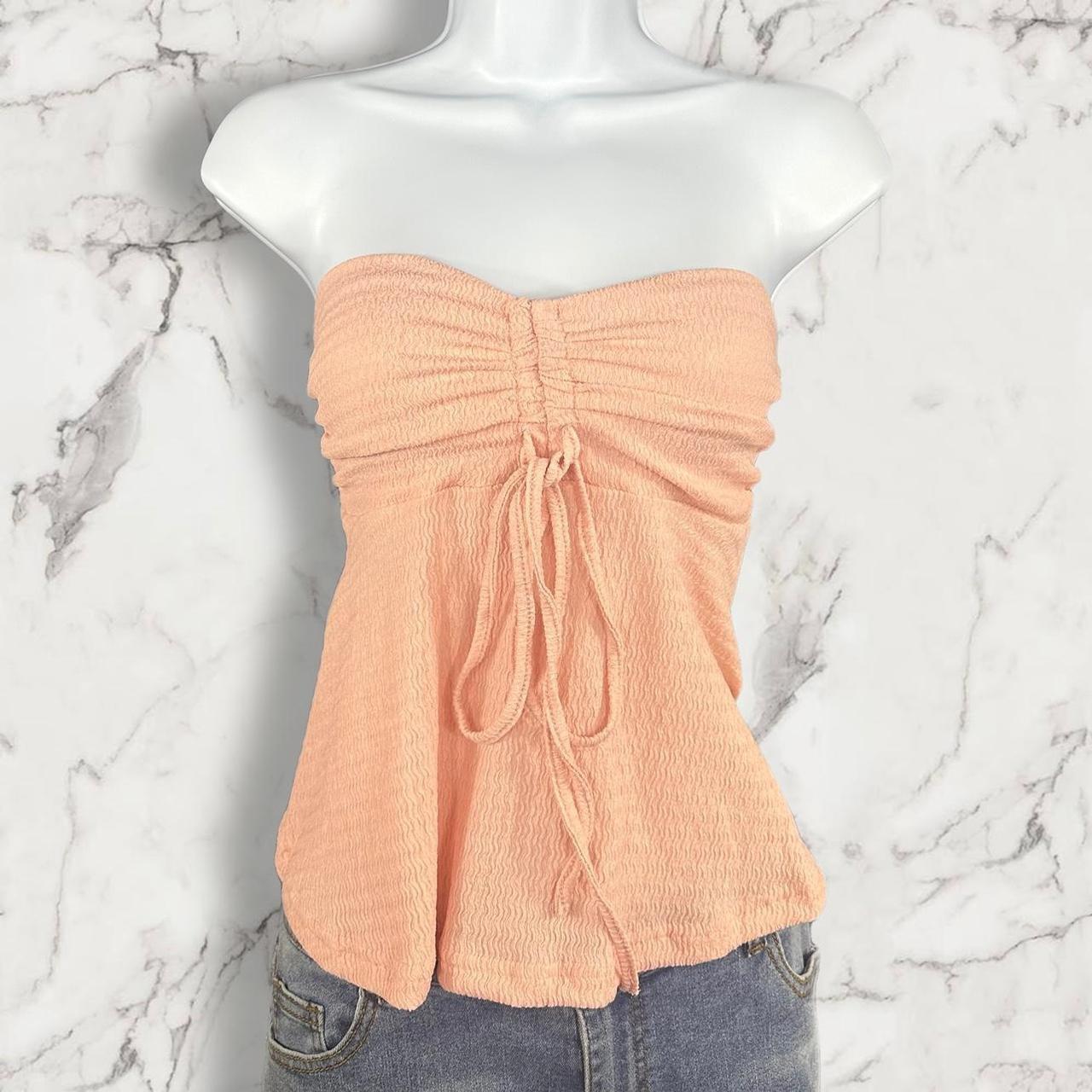 strapless drawstring tube top *brand new* size... - Depop