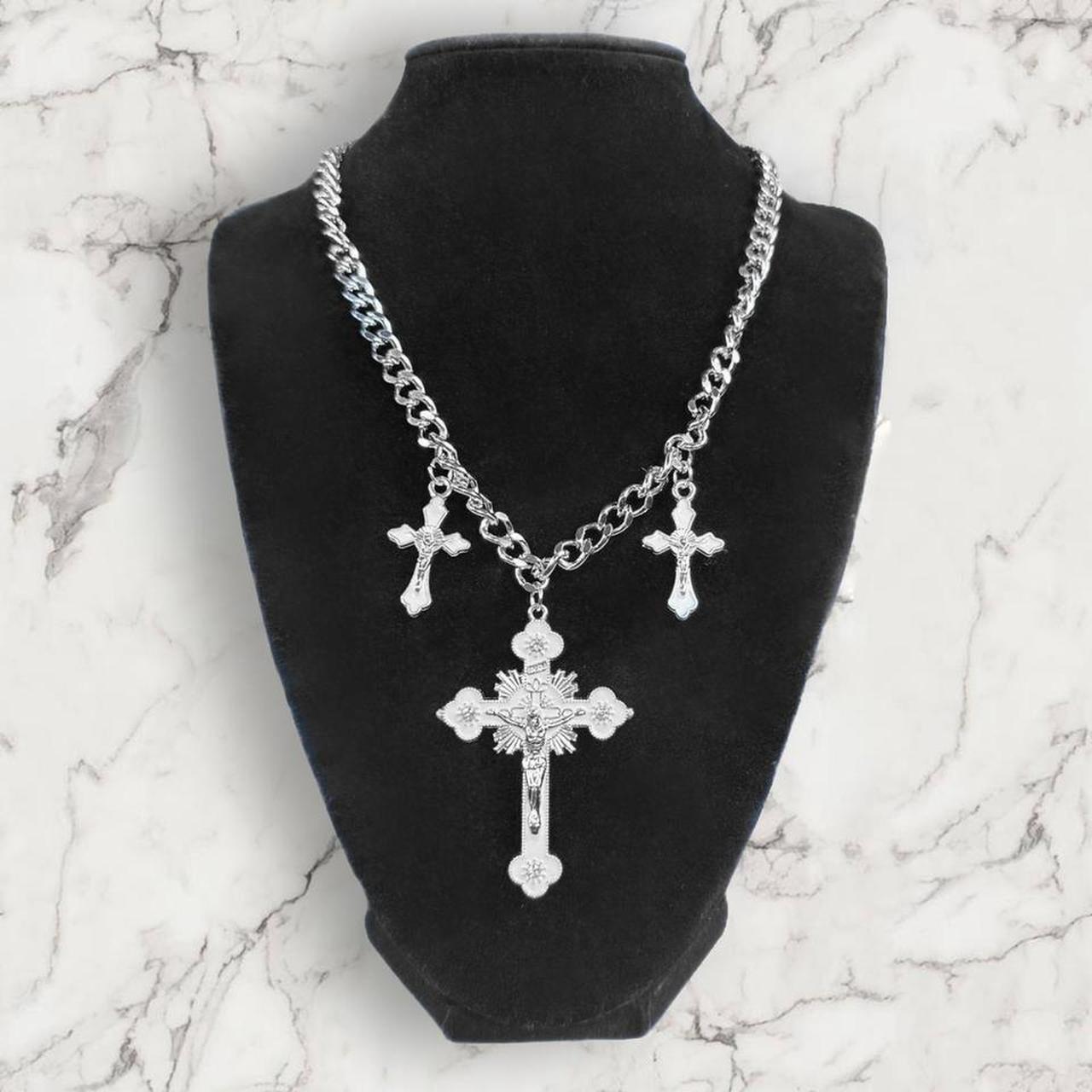 triple white cross necklace *brand new* unisex... - Depop