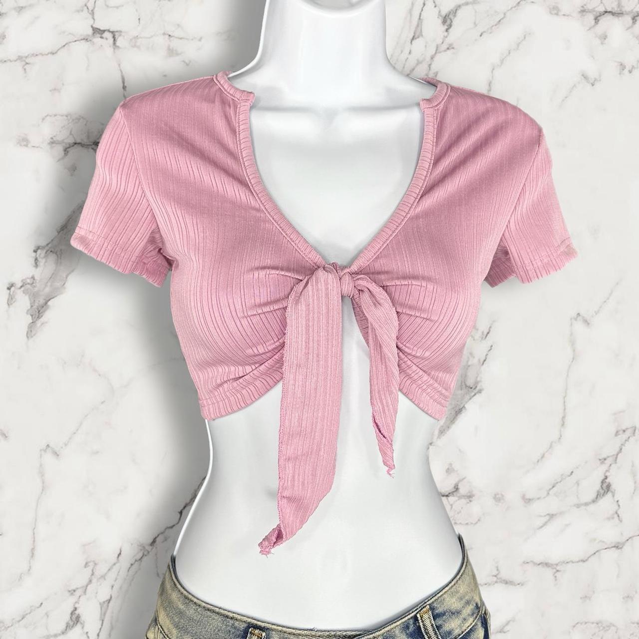 tie knot crop top *brand new* size small vintage... - Depop