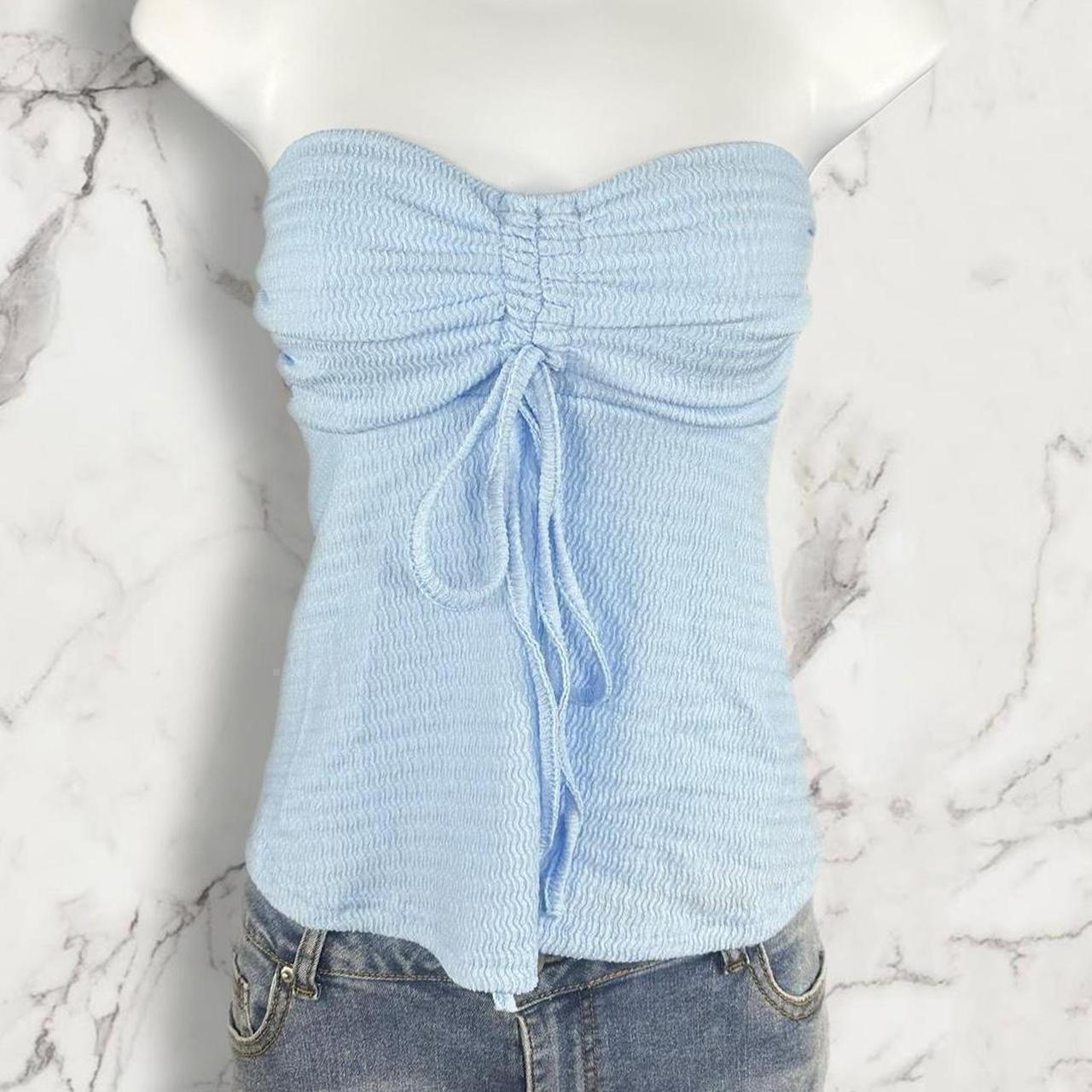 strapless drawstring tube top *brand new* size... | Depop