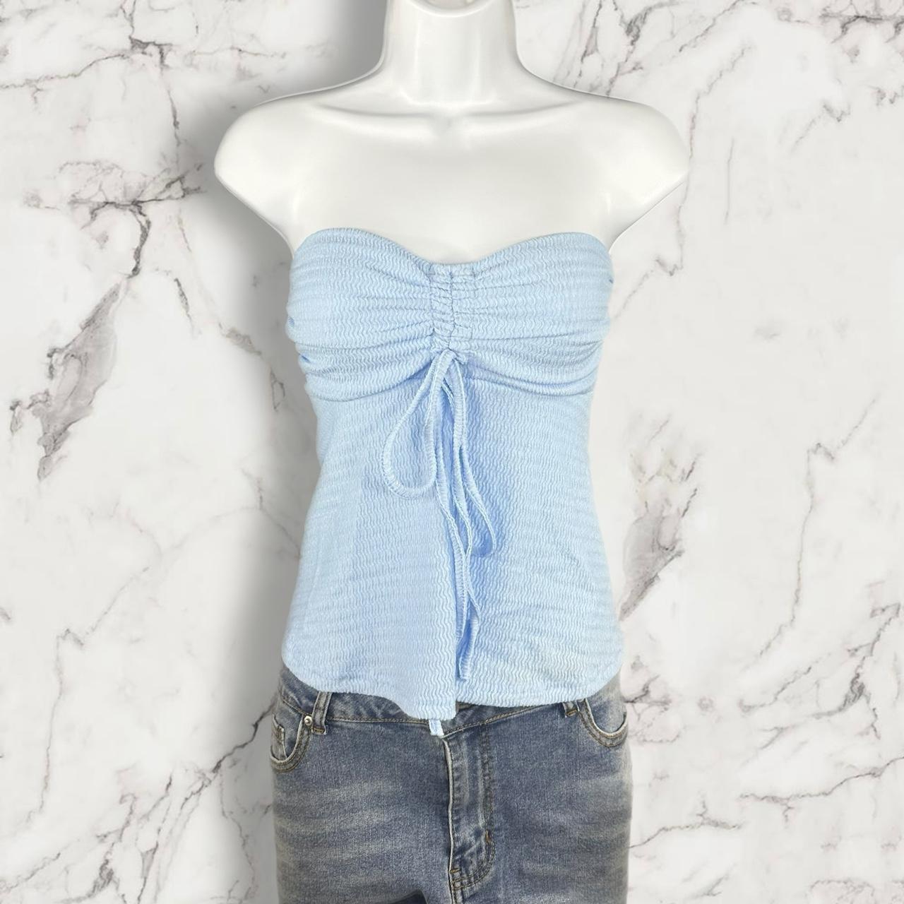 strapless drawstring tube top *brand new* size... | Depop